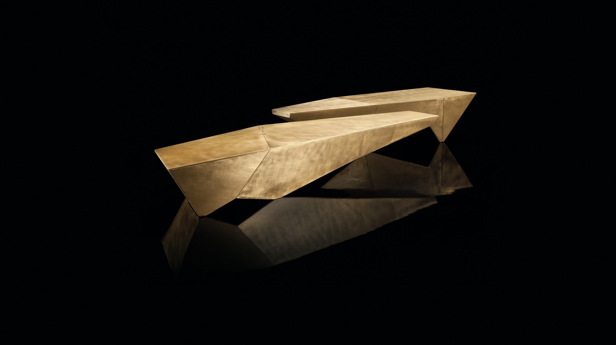MONOLITH Low brass coffee table By Henge | design Massimo Castagna