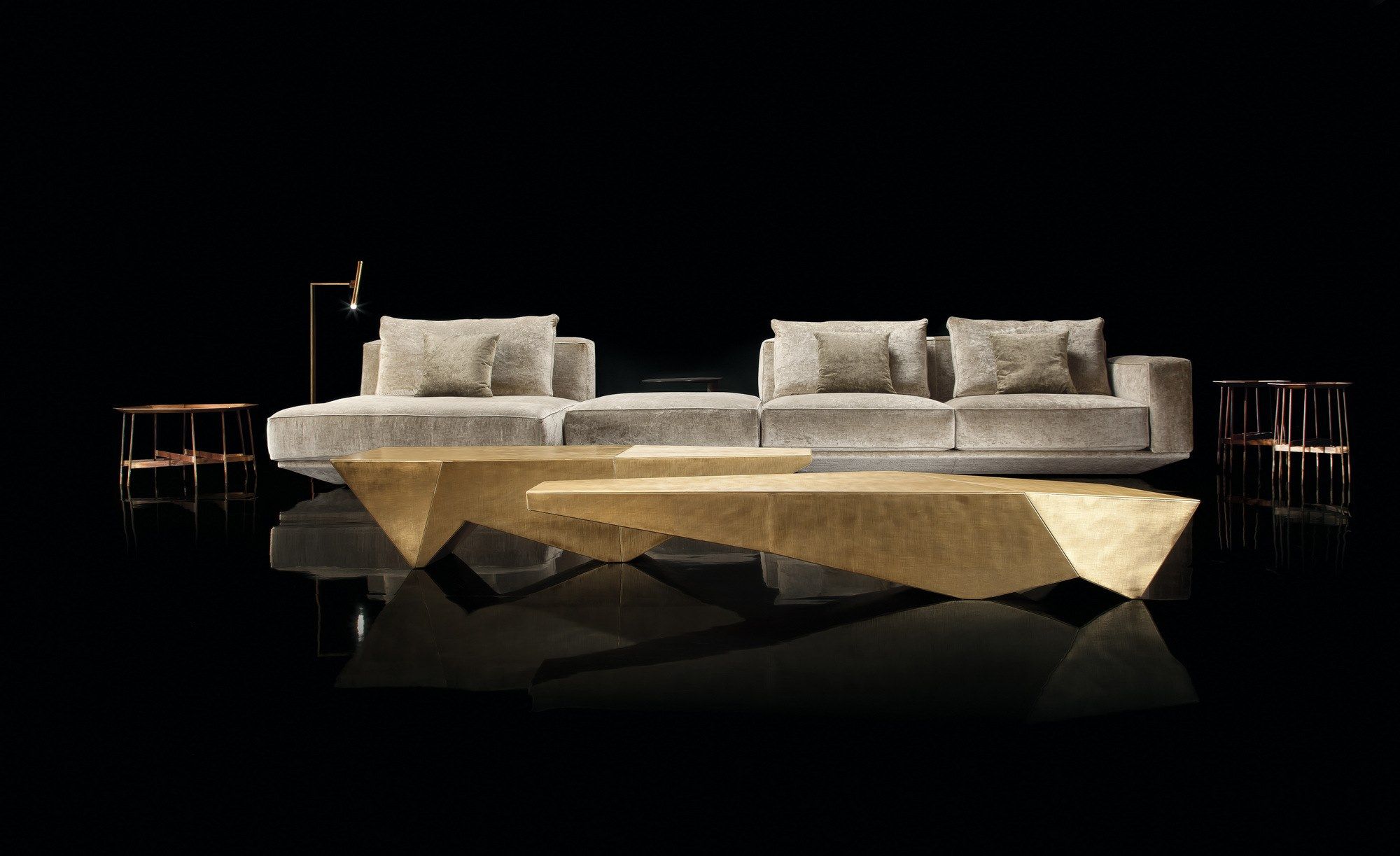 MONOLITH Low brass coffee table By Henge | design Massimo Castagna
