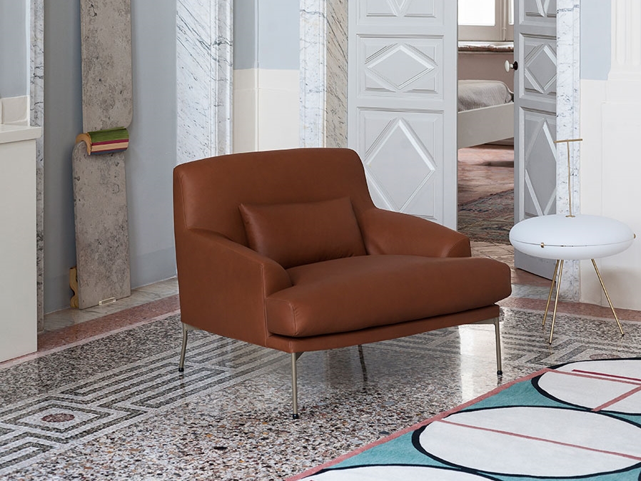 MONTEVIDEO Leather armchair with armrests By Tacchini | design Claesson ...