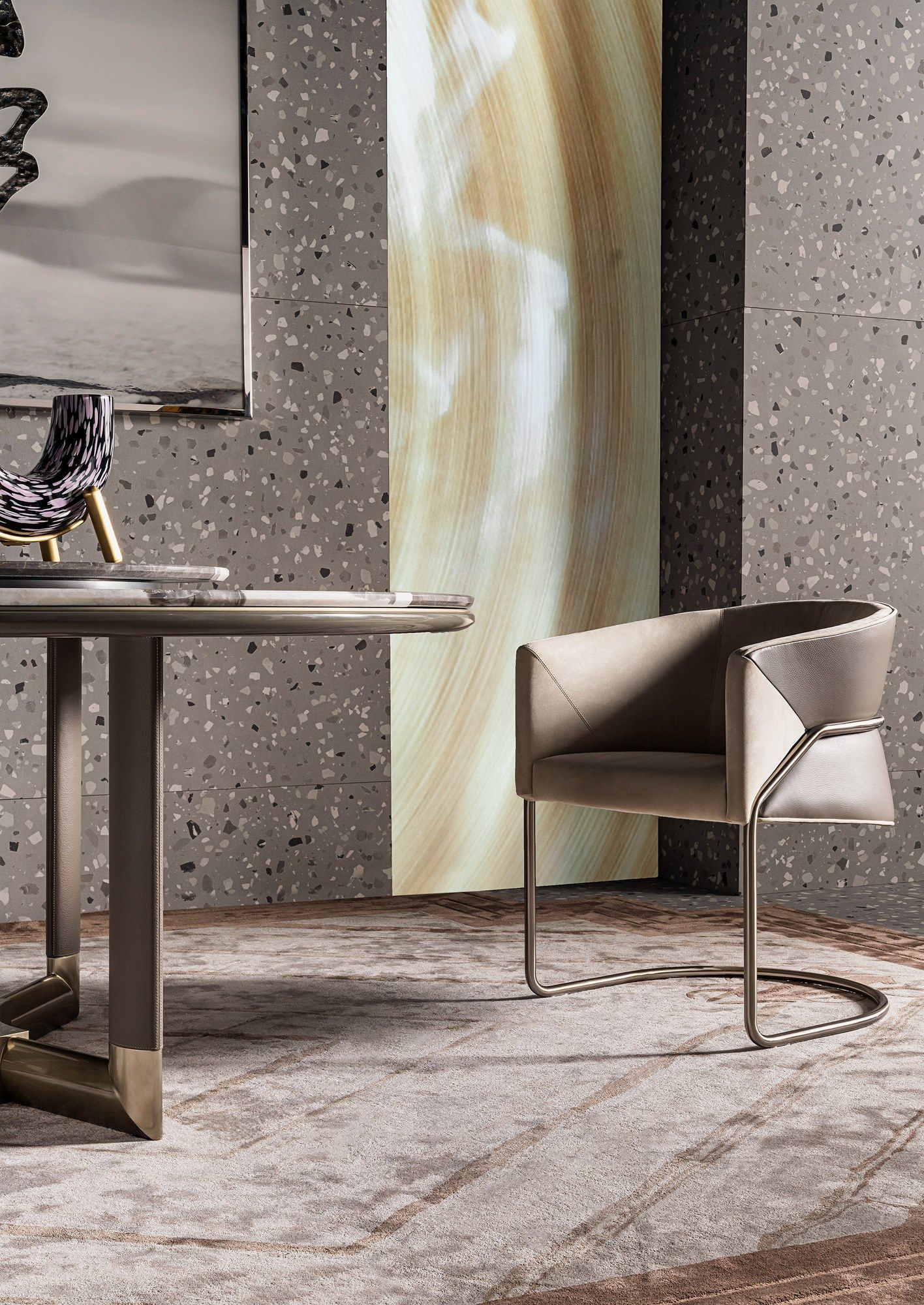 Tavolo rotondo in marmo con Lazy Susan MORGAN Collezione Starlight By ...