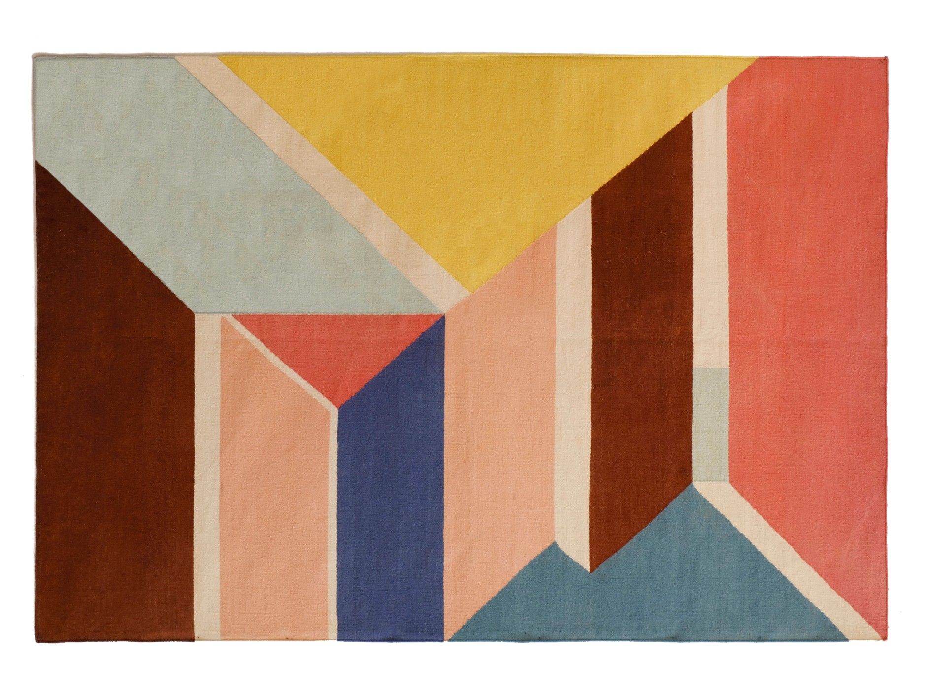 Handmade rectangular rug with geometric shapes MORNING DREAM By I + I