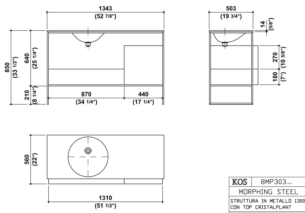 Metal vanity unit with drawers MORPHING STEEL 130 By Kos by Zucchetti ...
