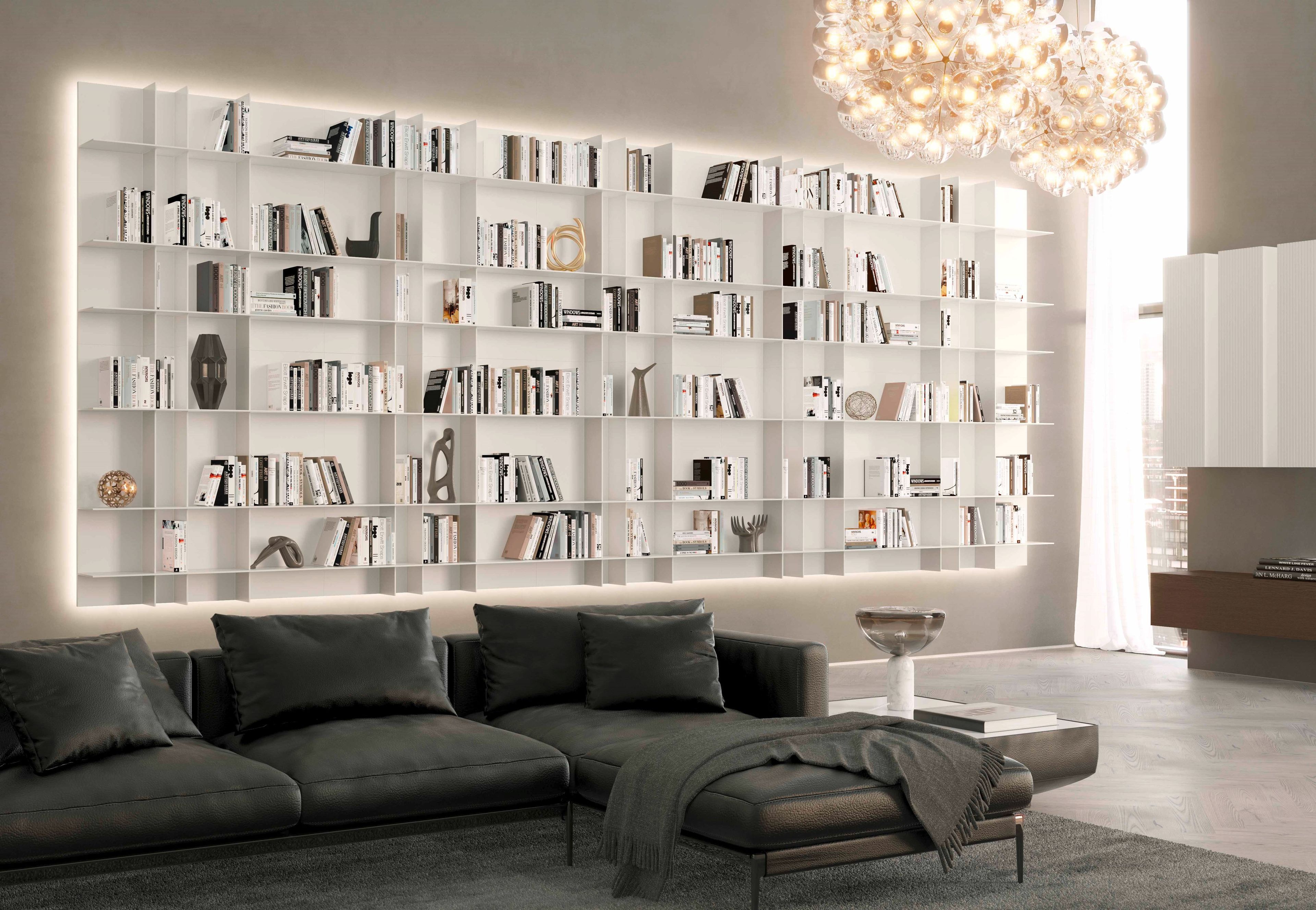 Wall-mounted sectional bookcase MOVIDA By OLIVIERI