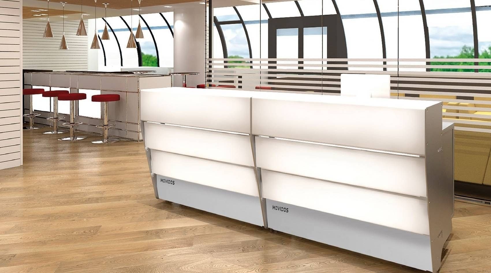 Office reception system desk with built-In lights MOVIDESK SMART By MOVIDOS