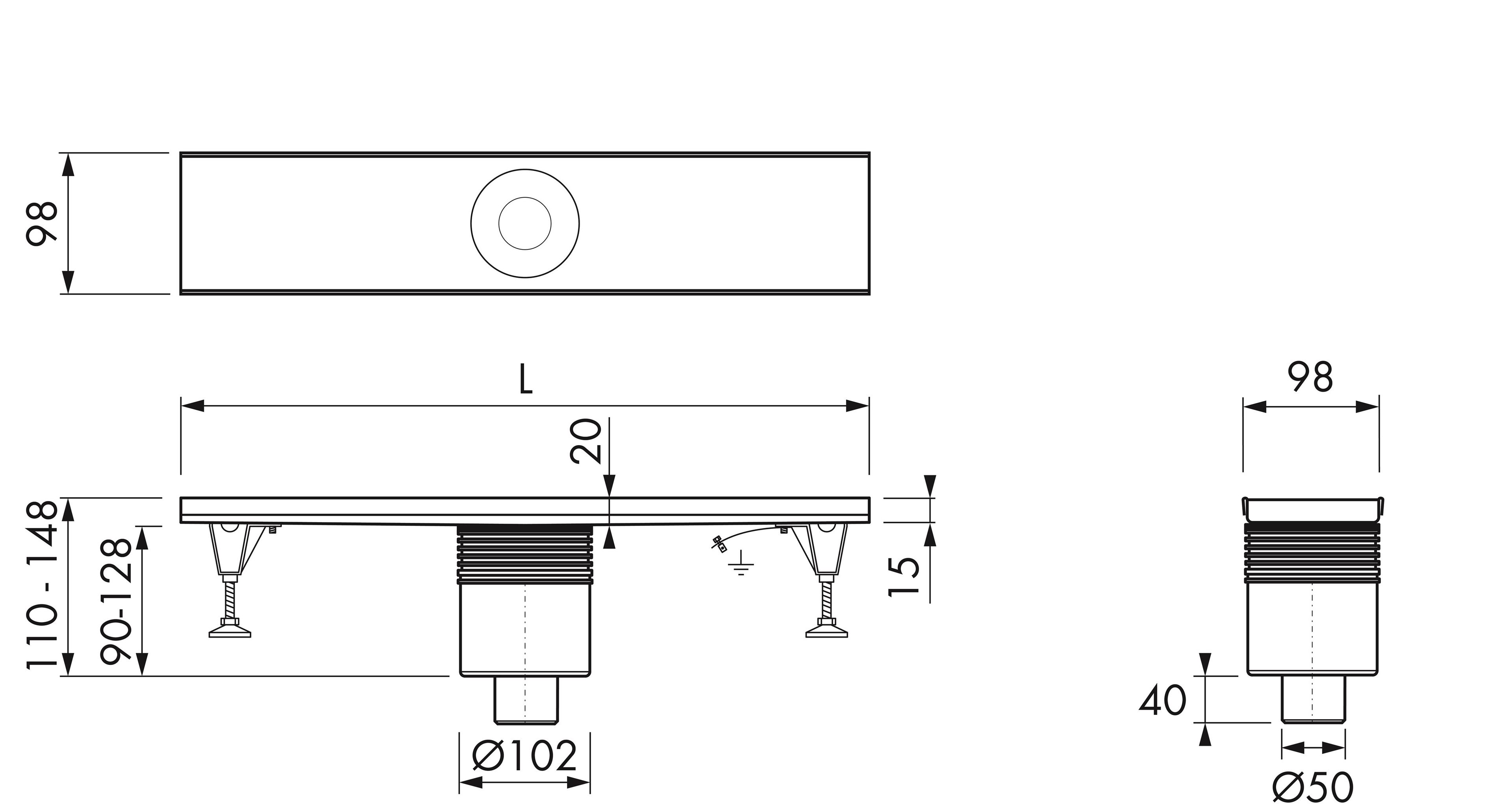 Stainless steel shower channel MULTI FIXT By ESS Easy Drain