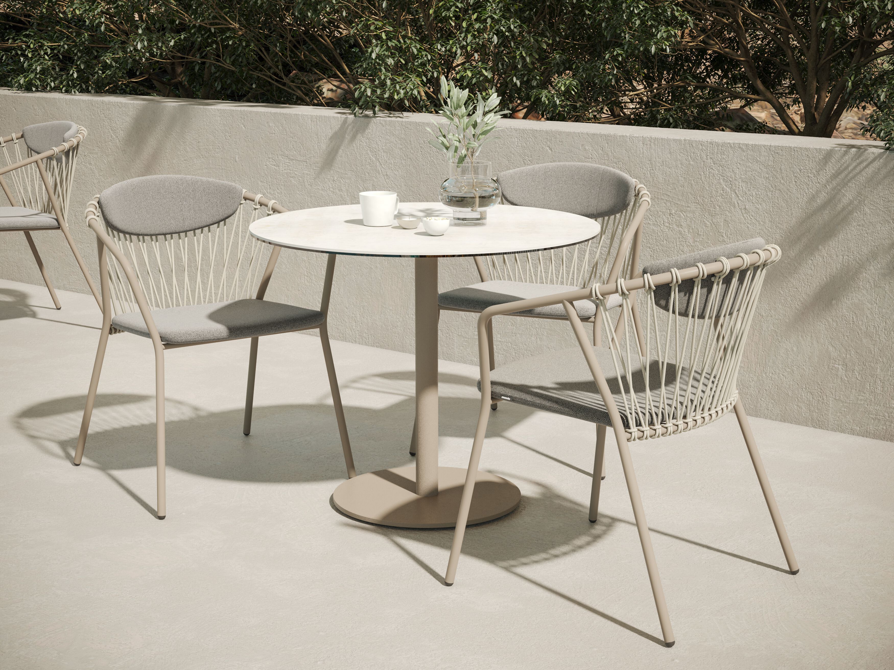 BAGA Stainless steel and rope garden chair with armrests By MUSOLA