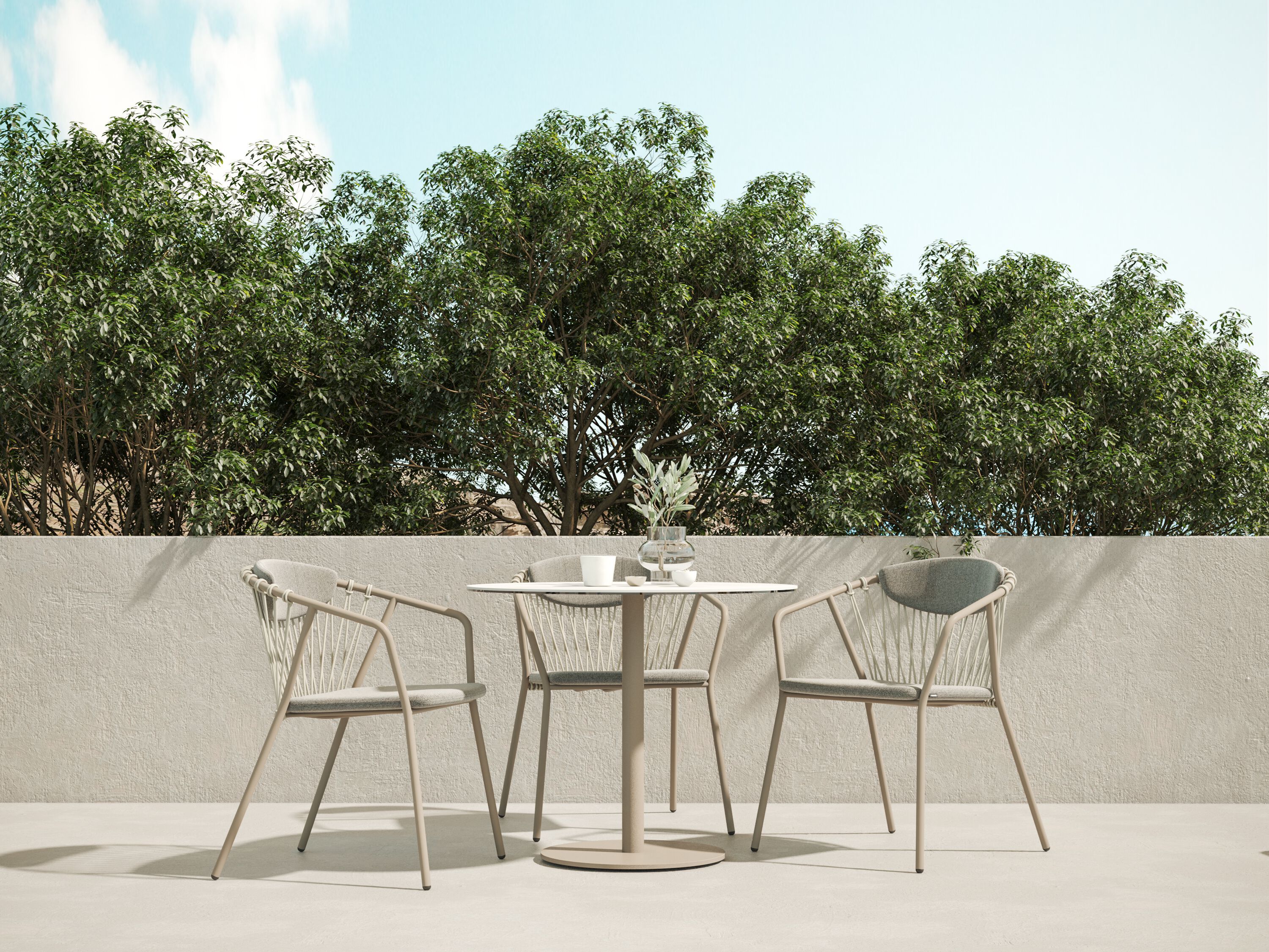 BAGA Stainless steel and rope garden chair with armrests By MUSOLA