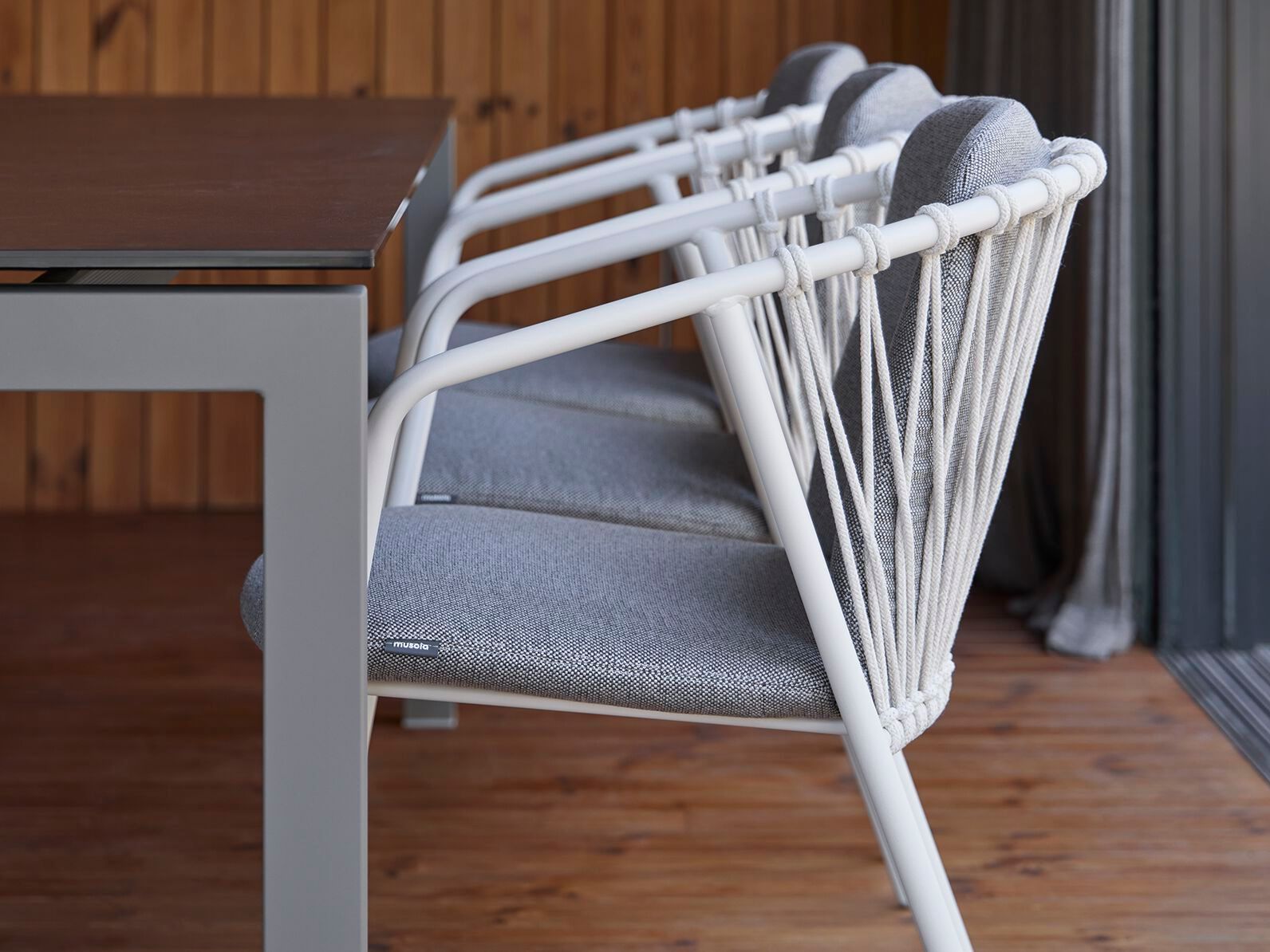 BAGA Stainless steel and rope garden chair with armrests By MUSOLA