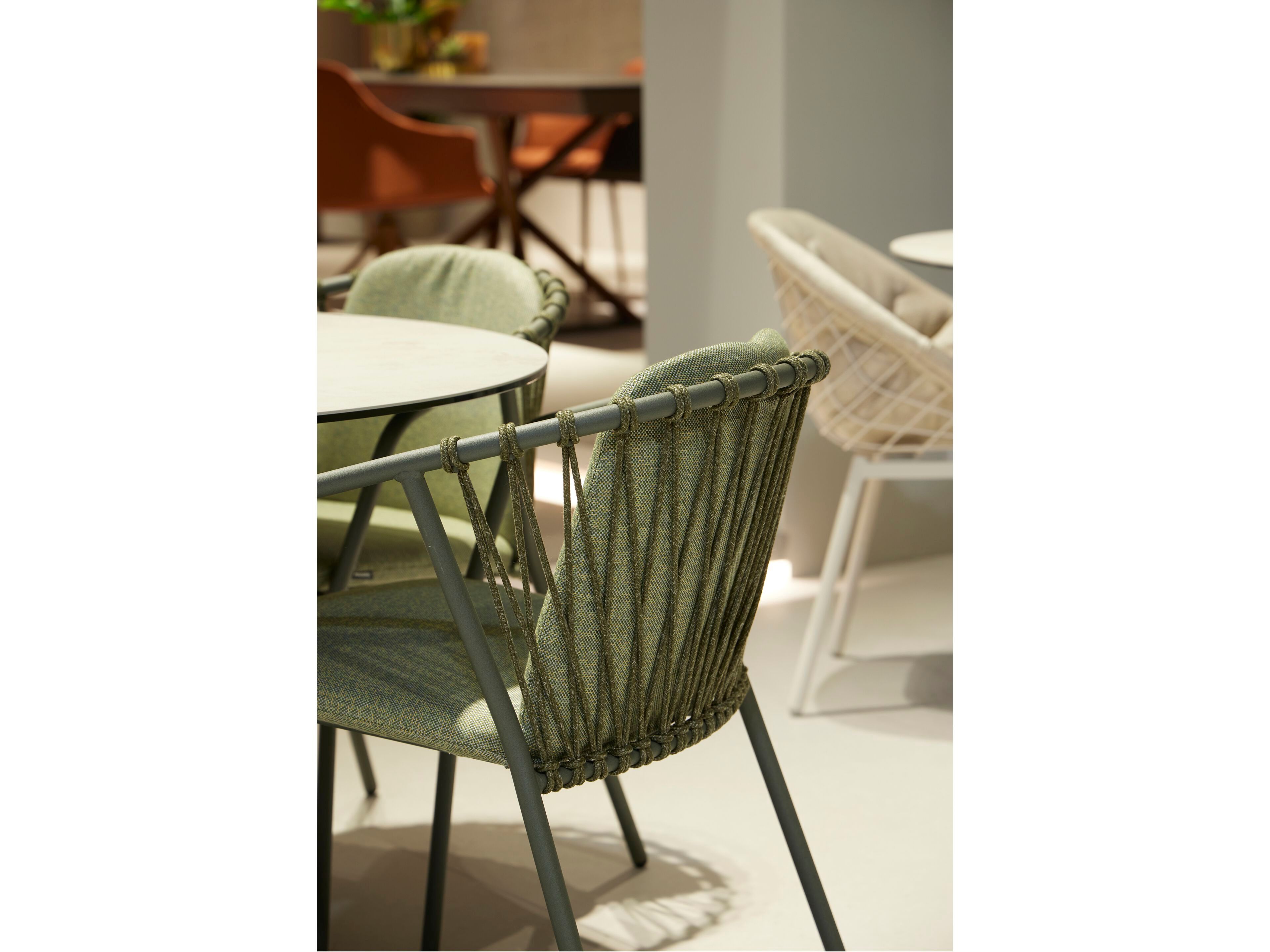 BAGA Stainless steel and rope garden chair with armrests By MUSOLA