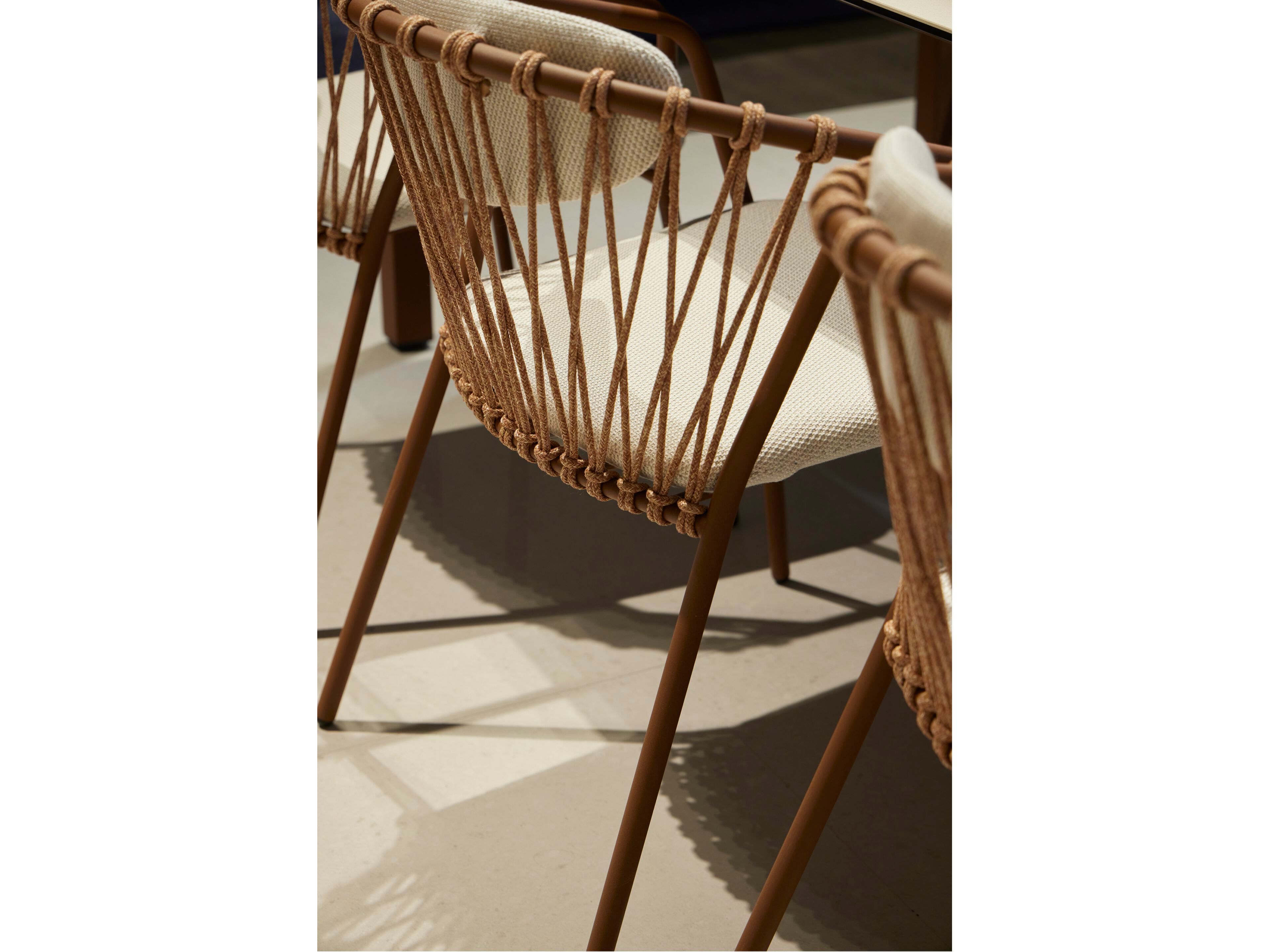 BAGA Stainless steel and rope garden chair with armrests By MUSOLA