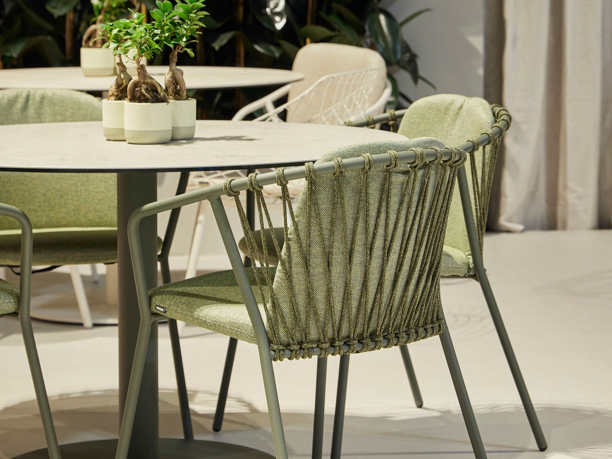 BAGA Stainless steel and rope garden chair with armrests By MUSOLA