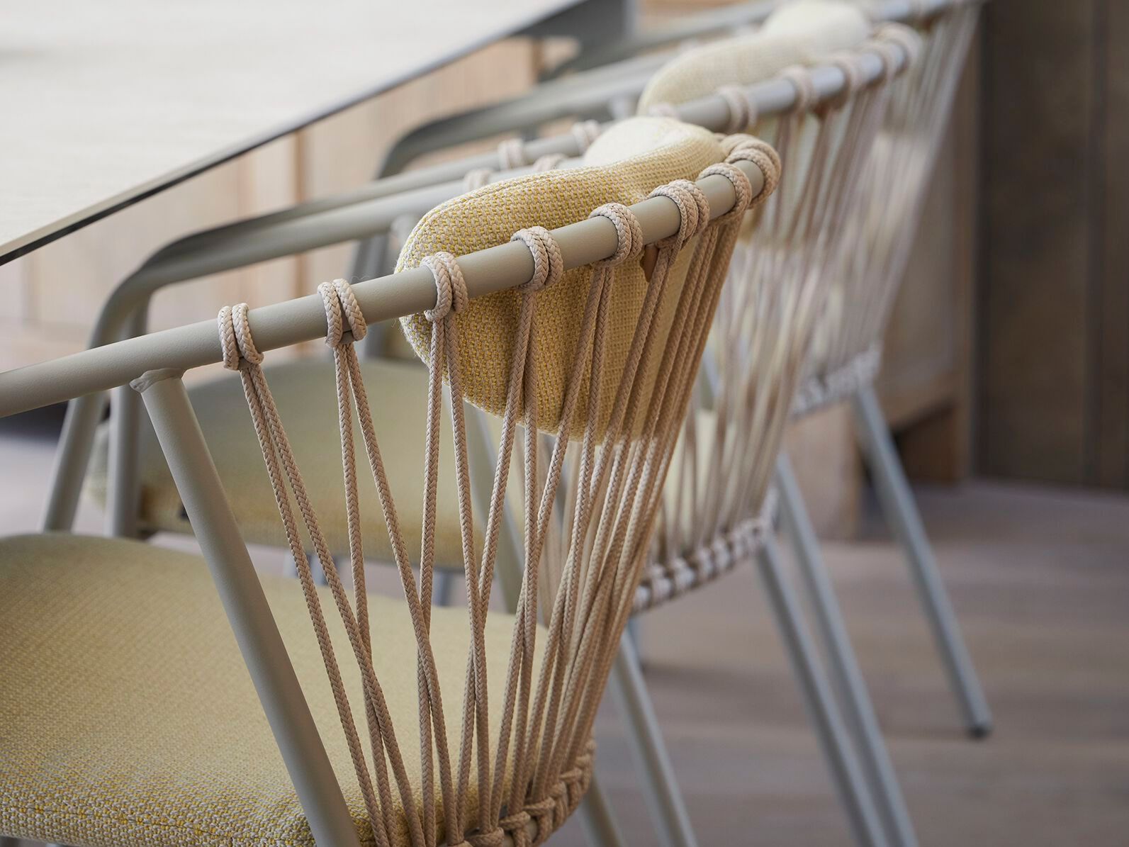 BAGA Stainless steel and rope garden chair with armrests By MUSOLA