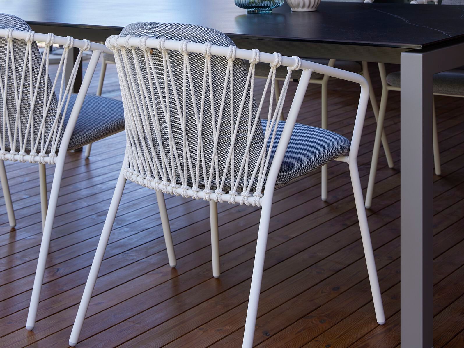 BAGA Stainless steel and rope garden chair with armrests By MUSOLA