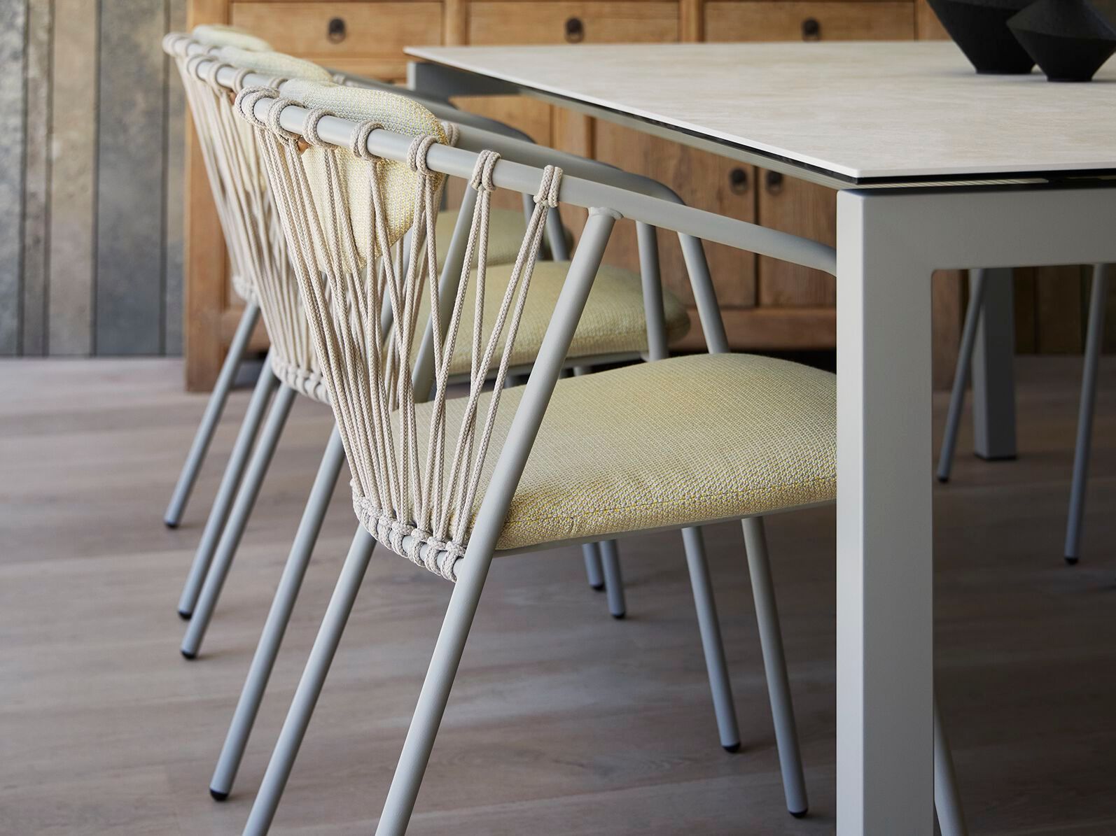 BAGA Stainless steel and rope garden chair with armrests By MUSOLA