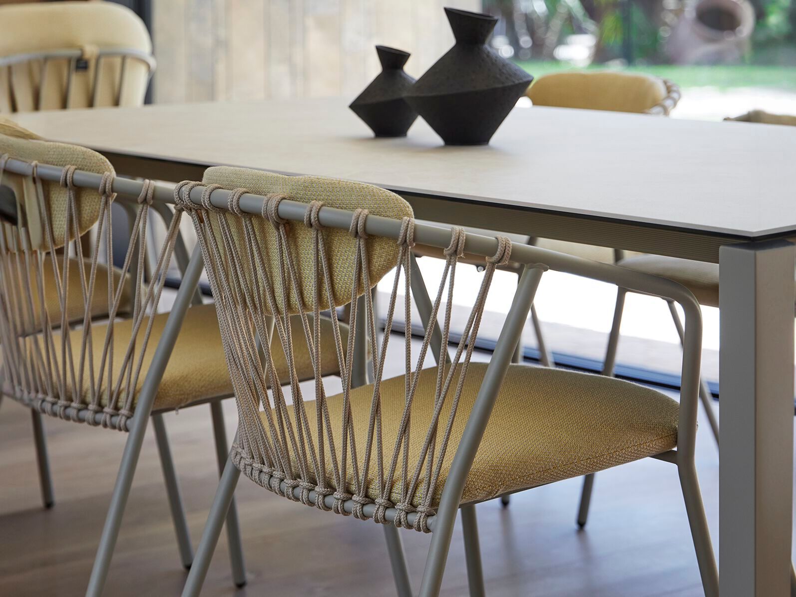 BAGA Stainless steel and rope garden chair with armrests By MUSOLA