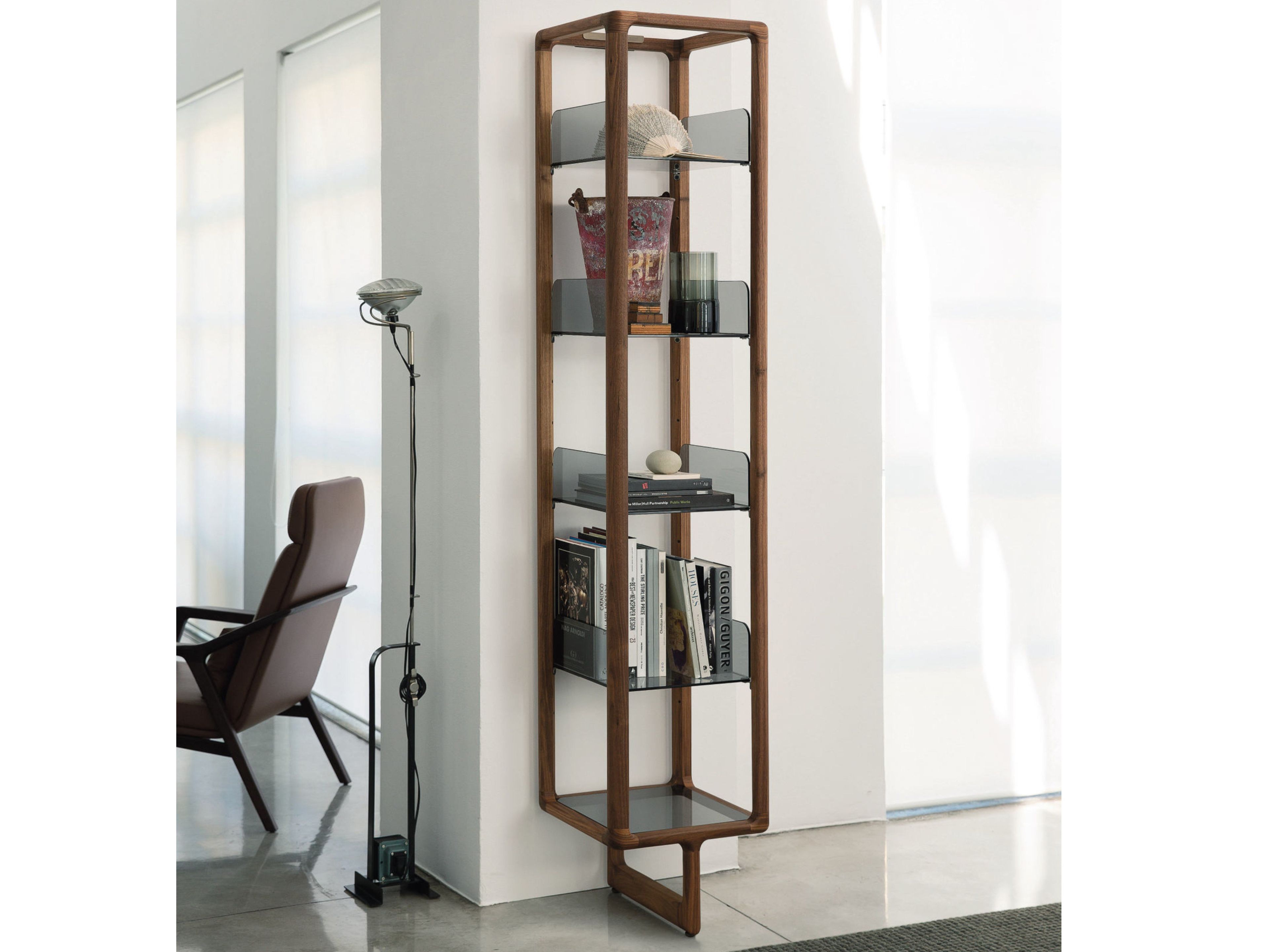 Open modular wooden bookcase MYRIA By Porada design David Dolcini