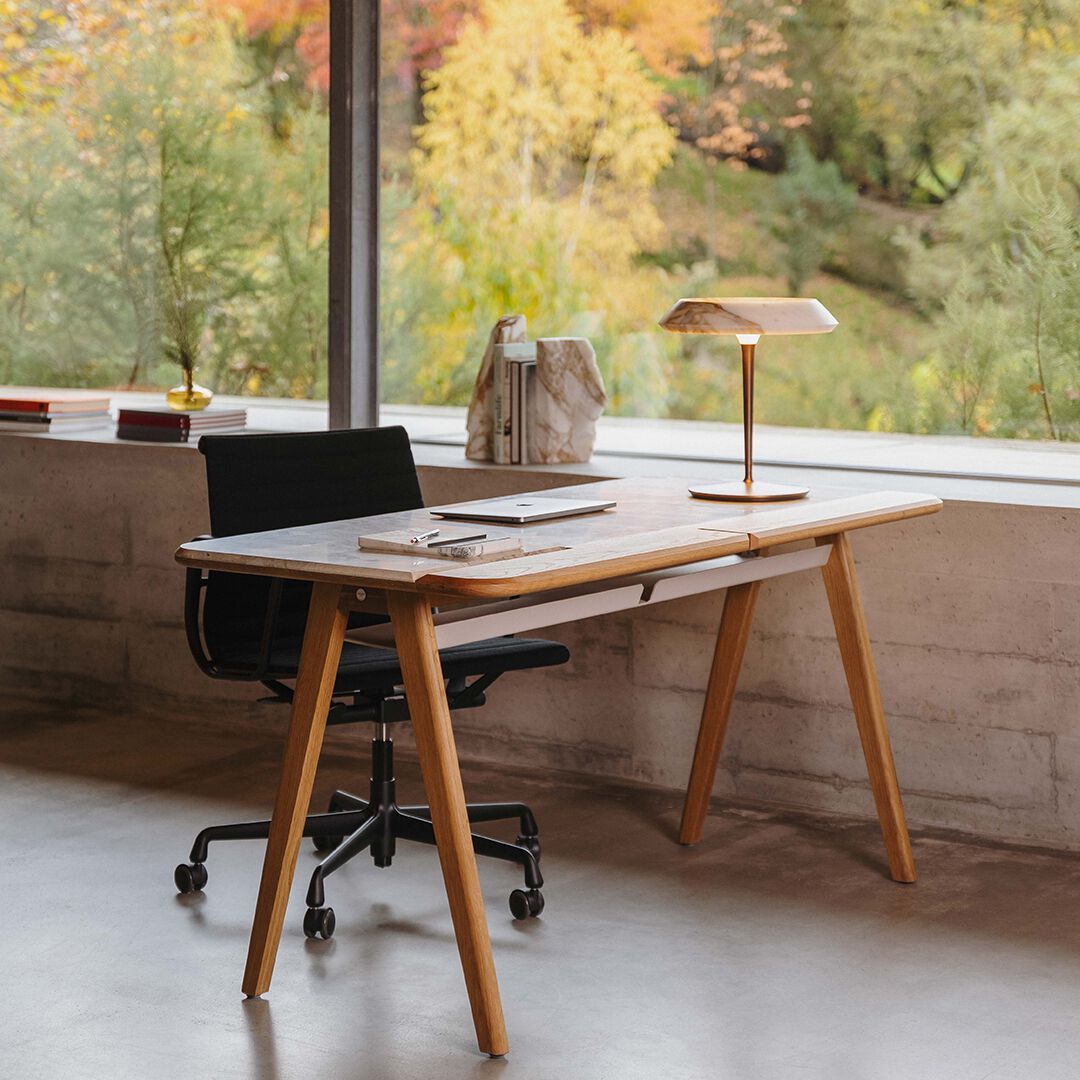 DRAFT DESK KUNIS BRESCIA Rectangular desk in wood and marble By Maami ...