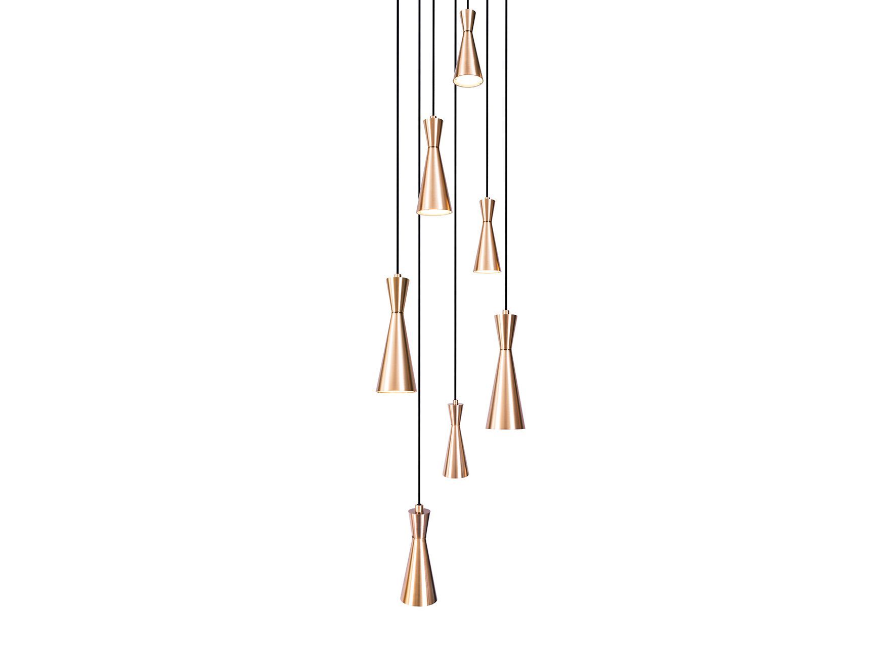 CONE CLUSTER 7 Lampada a sospensione a LED in ottone By Marc Wood ...