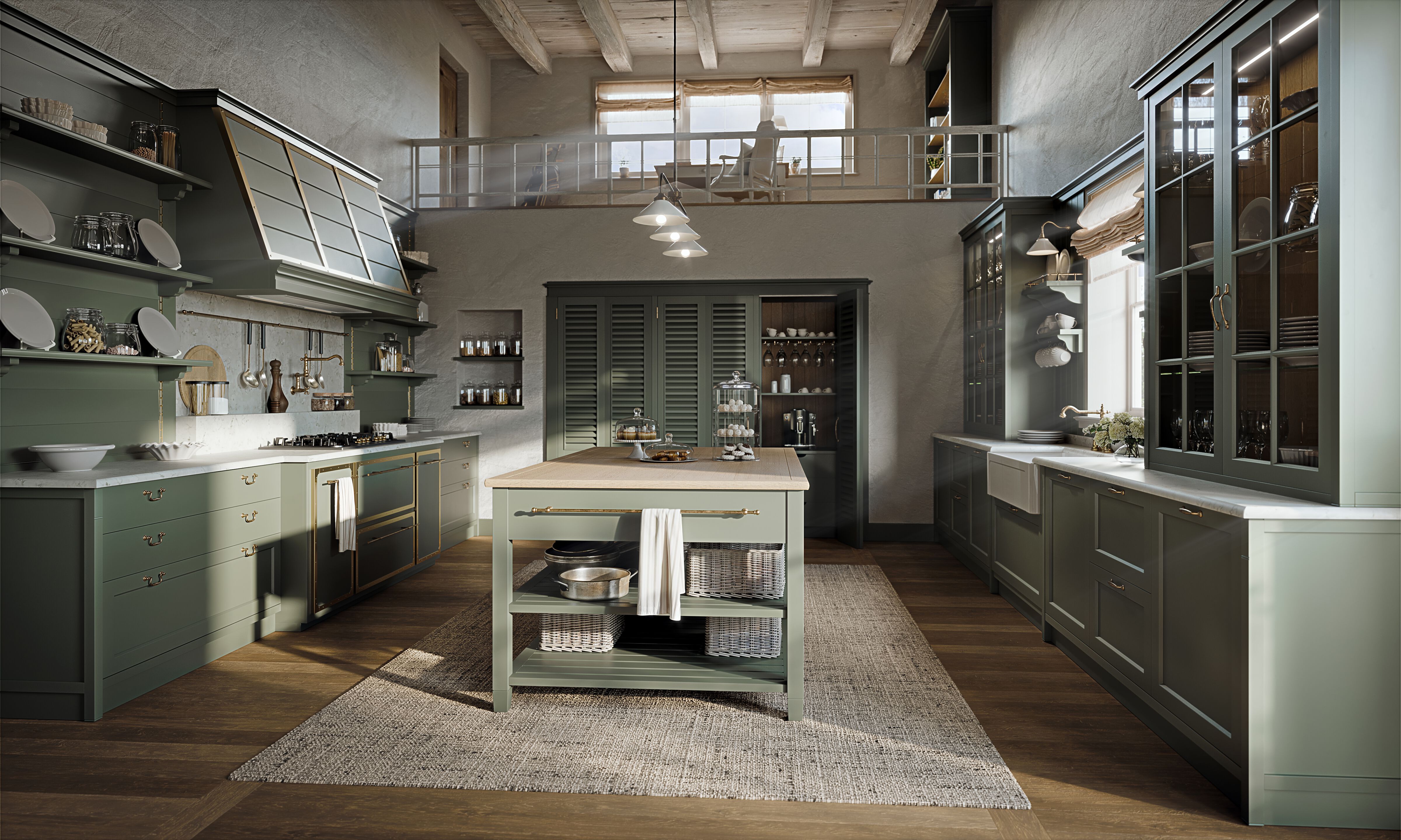 ALMA ROSE Lacquered wood kitchen with handles By Marchi Cucine