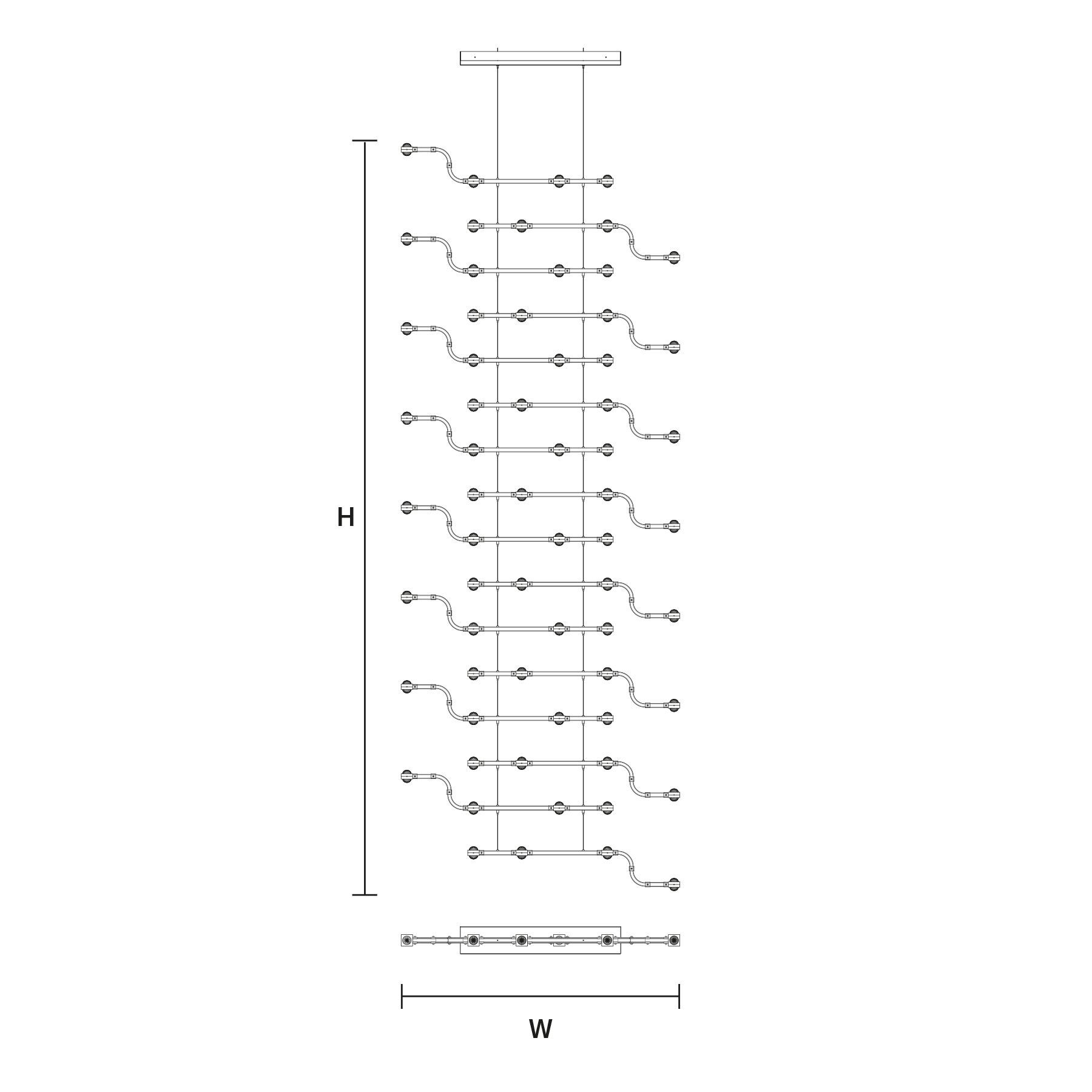 RAQAM N2 BASIC BATCH B16 MODULO 6X16 Pendant lamp By Masiero