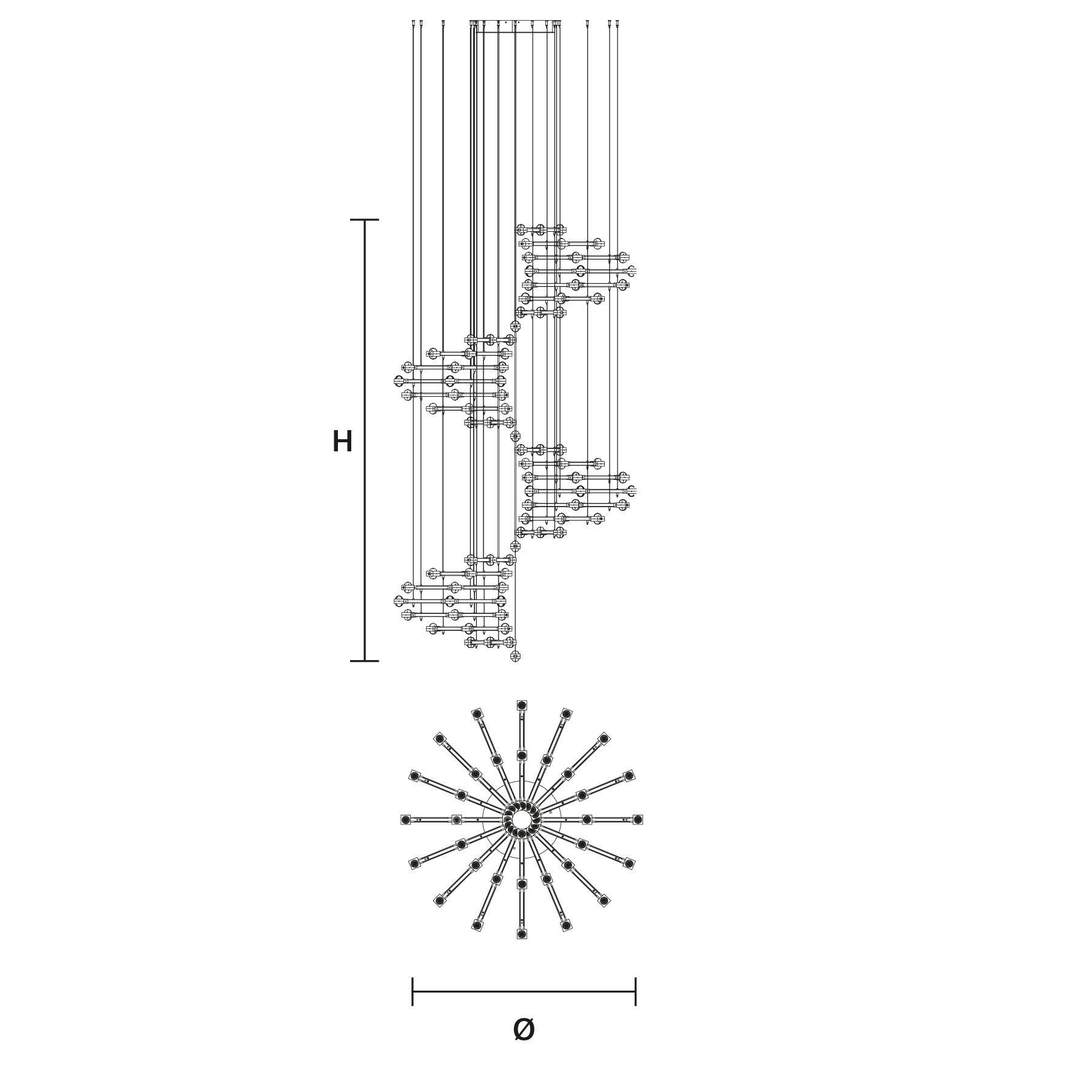 RAQAM P4 BASIC BATCH A MODULO 7X32 Pendant lamp By Masiero