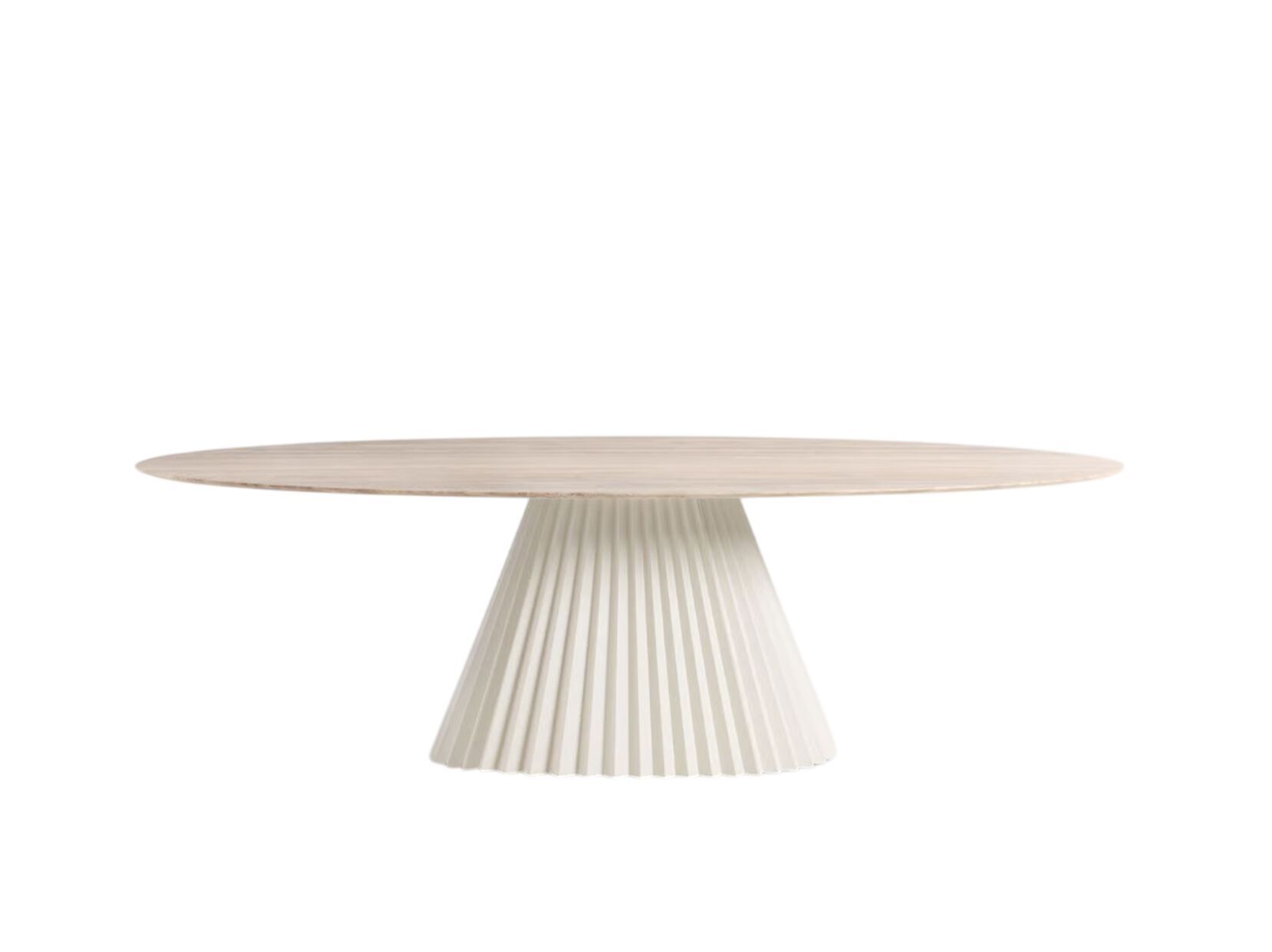 PLISSÉ ELLITTICO Fixed elliptical table with a metal base. By Midj ...