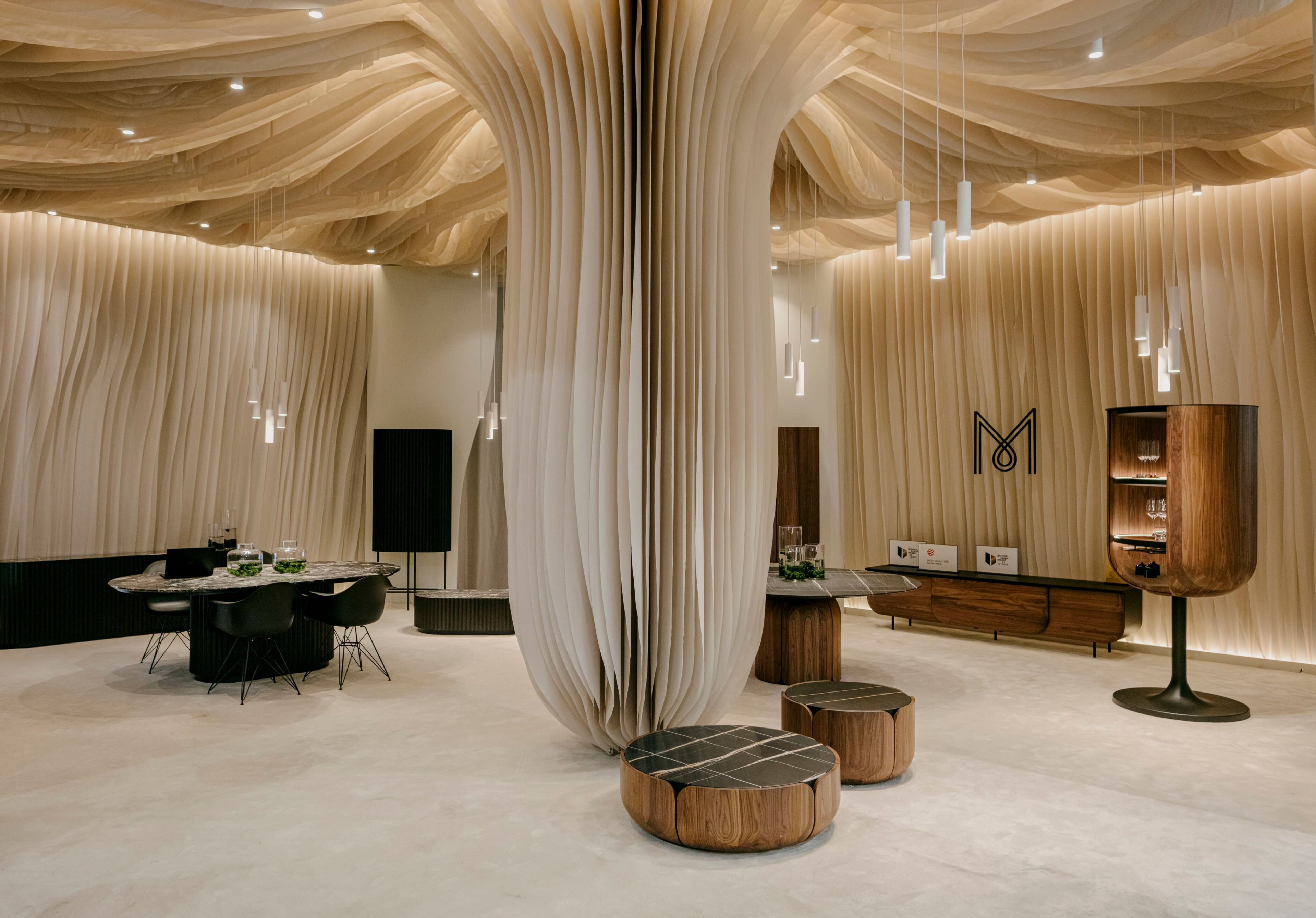 BLOOM ICON Walnut bar cabinet with integrated lighting By Milla & Milli ...