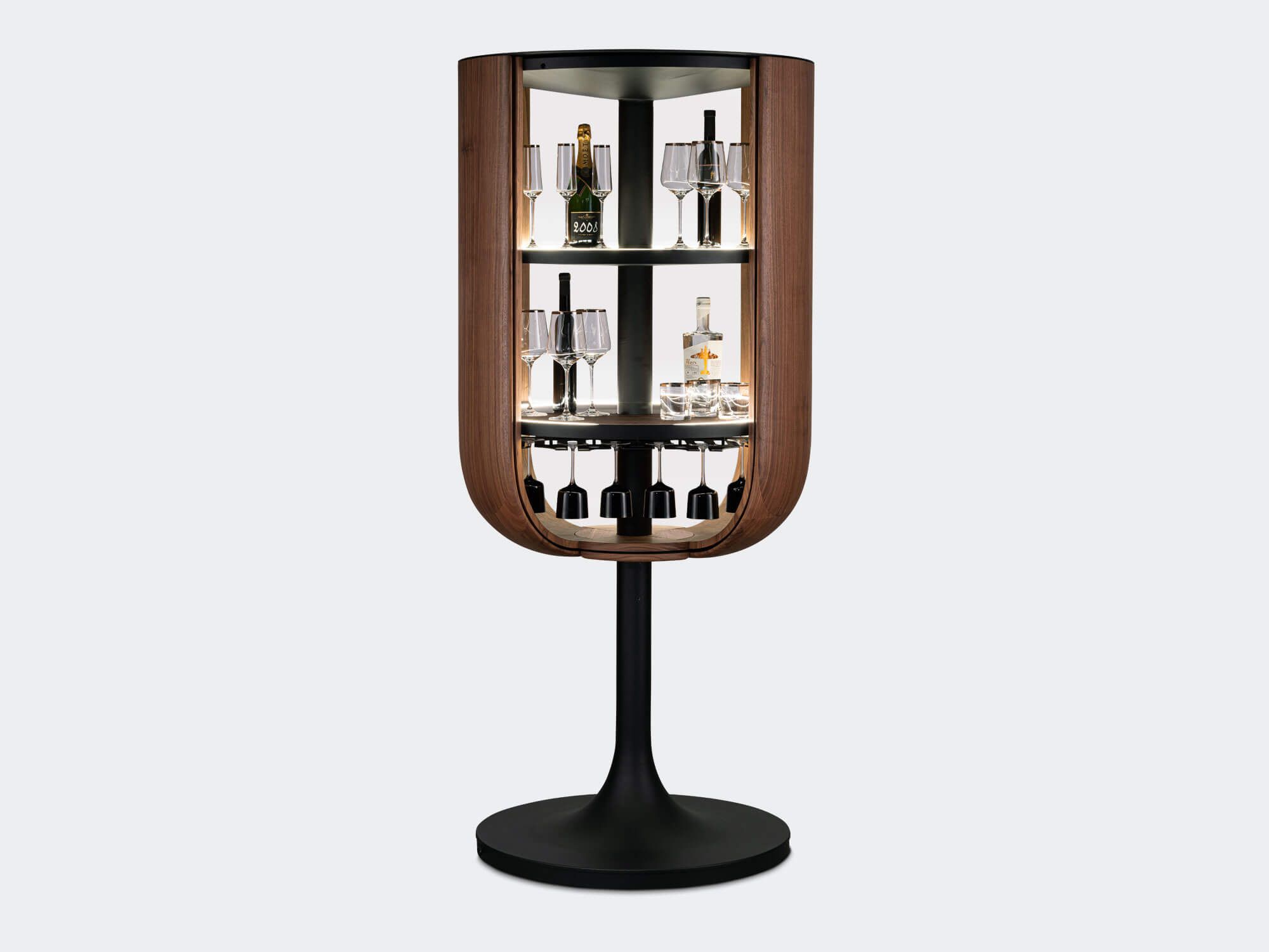 BLOOM ICON Walnut bar cabinet with integrated lighting By Milla & Milli ...