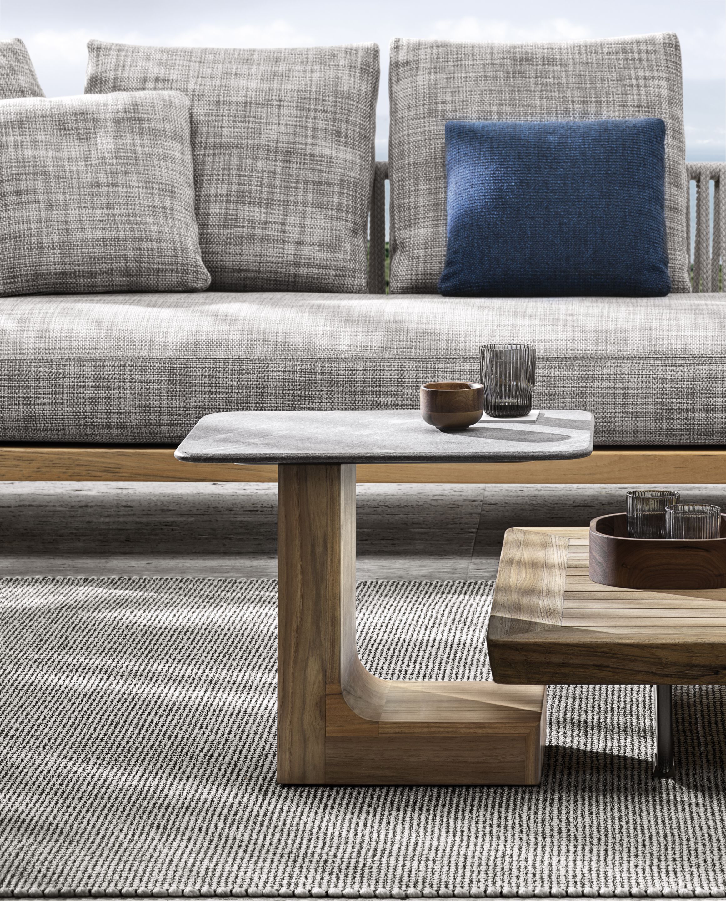 BLOCK OUTDOOR Outdoor coffee table with stone or lacquered HPL top By ...