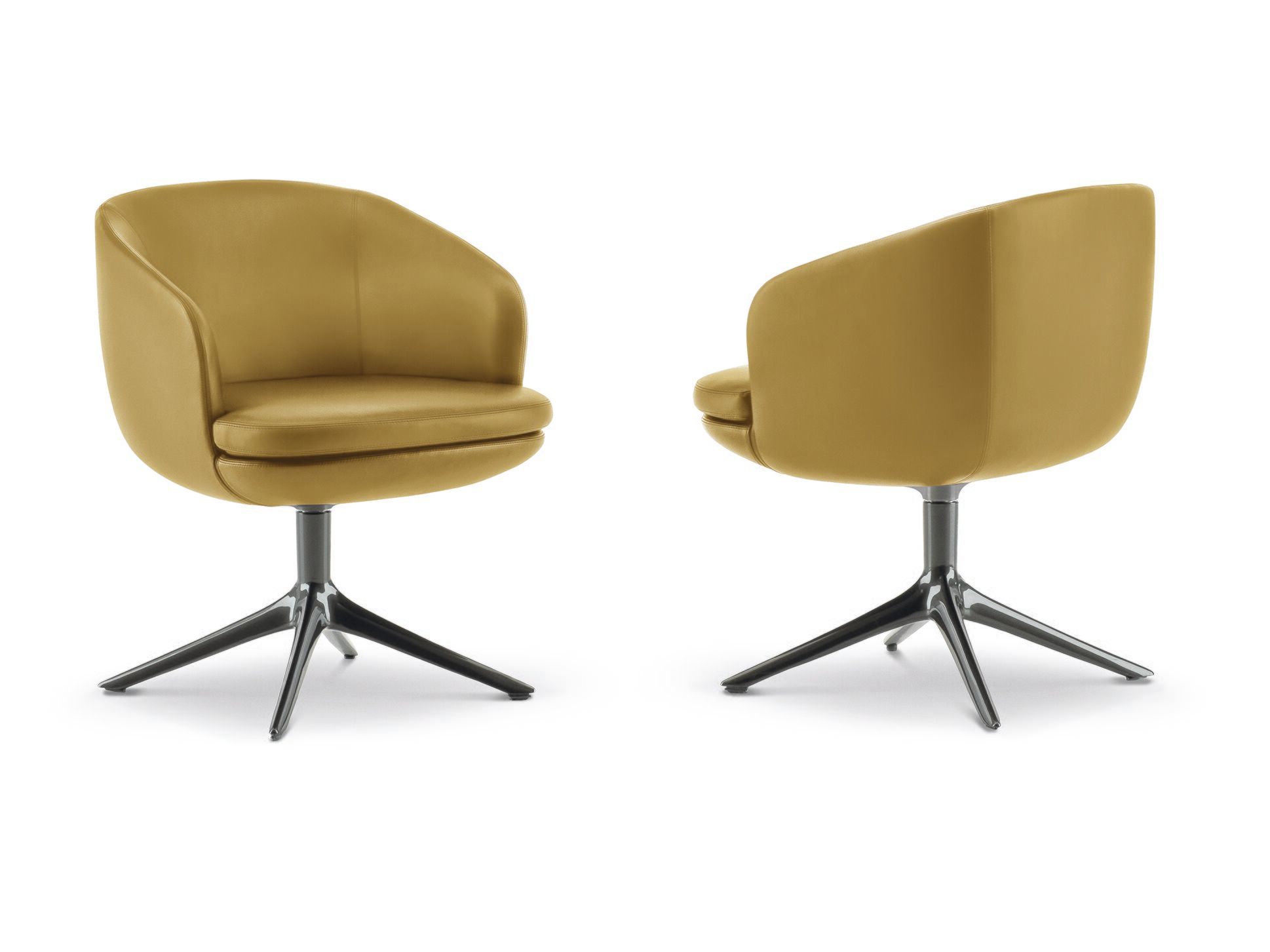 RAPHAEL With 4-spoke base swivel leather chair with armrests By Minotti