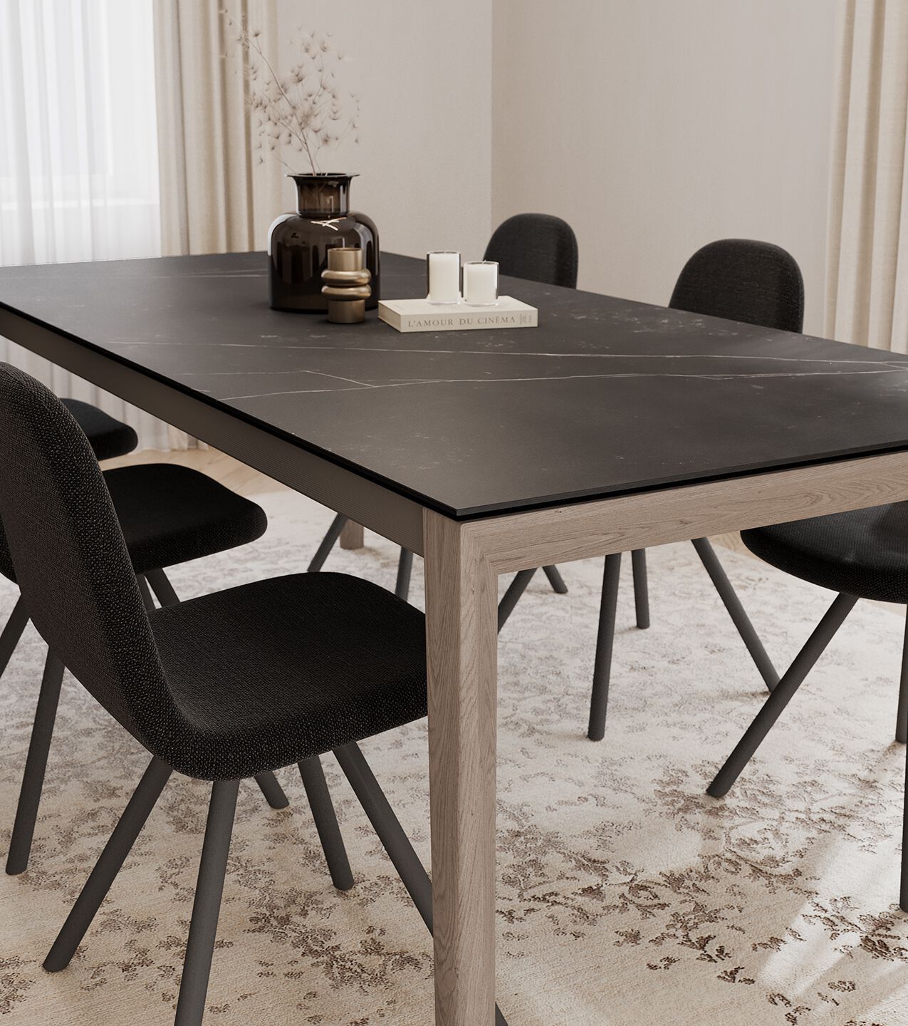 ILEX Extending rectangular ceramic dining table By Mobliberica