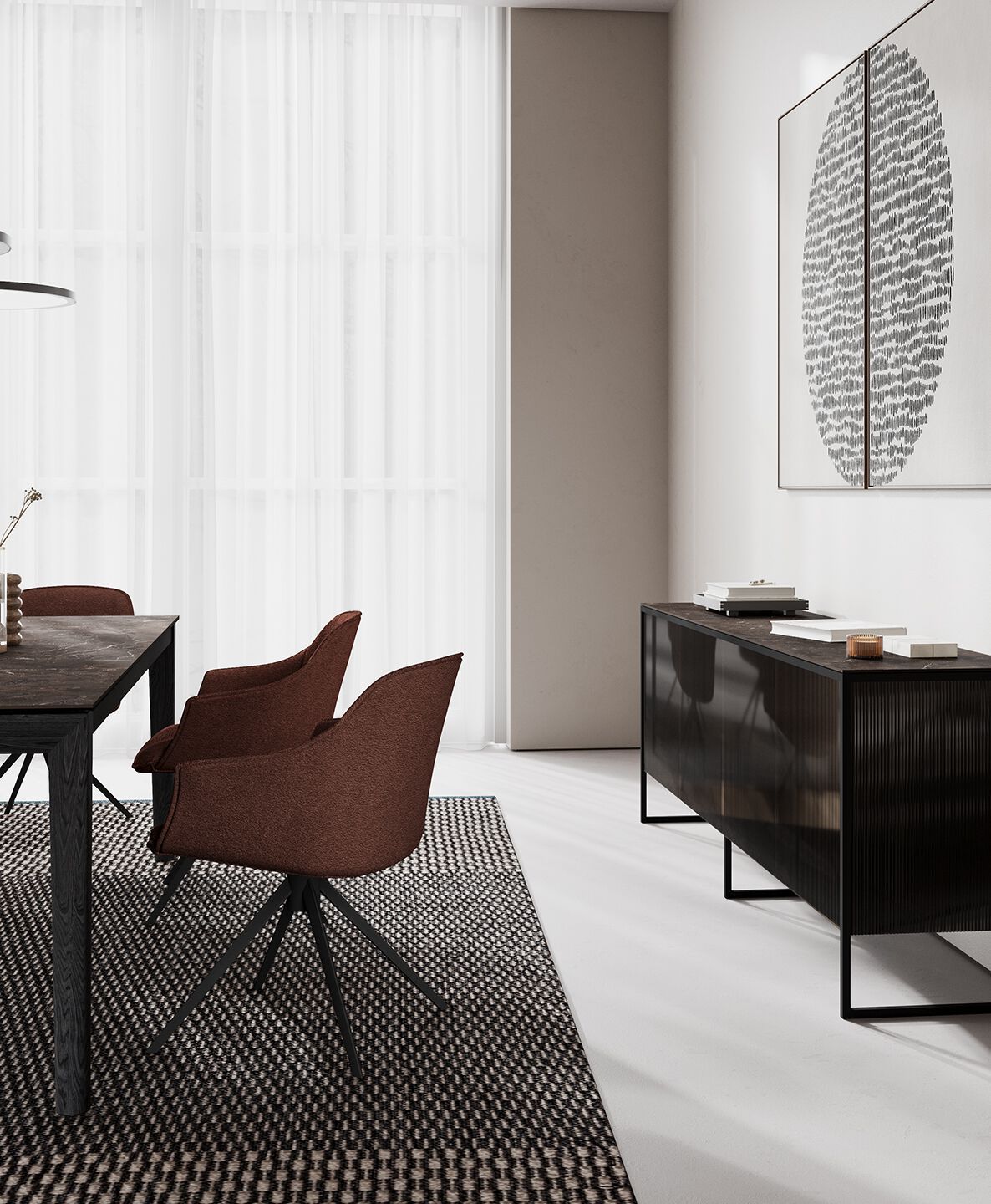 KEDUA Swivel upholstered fabric chair with armrests By Mobliberica ...