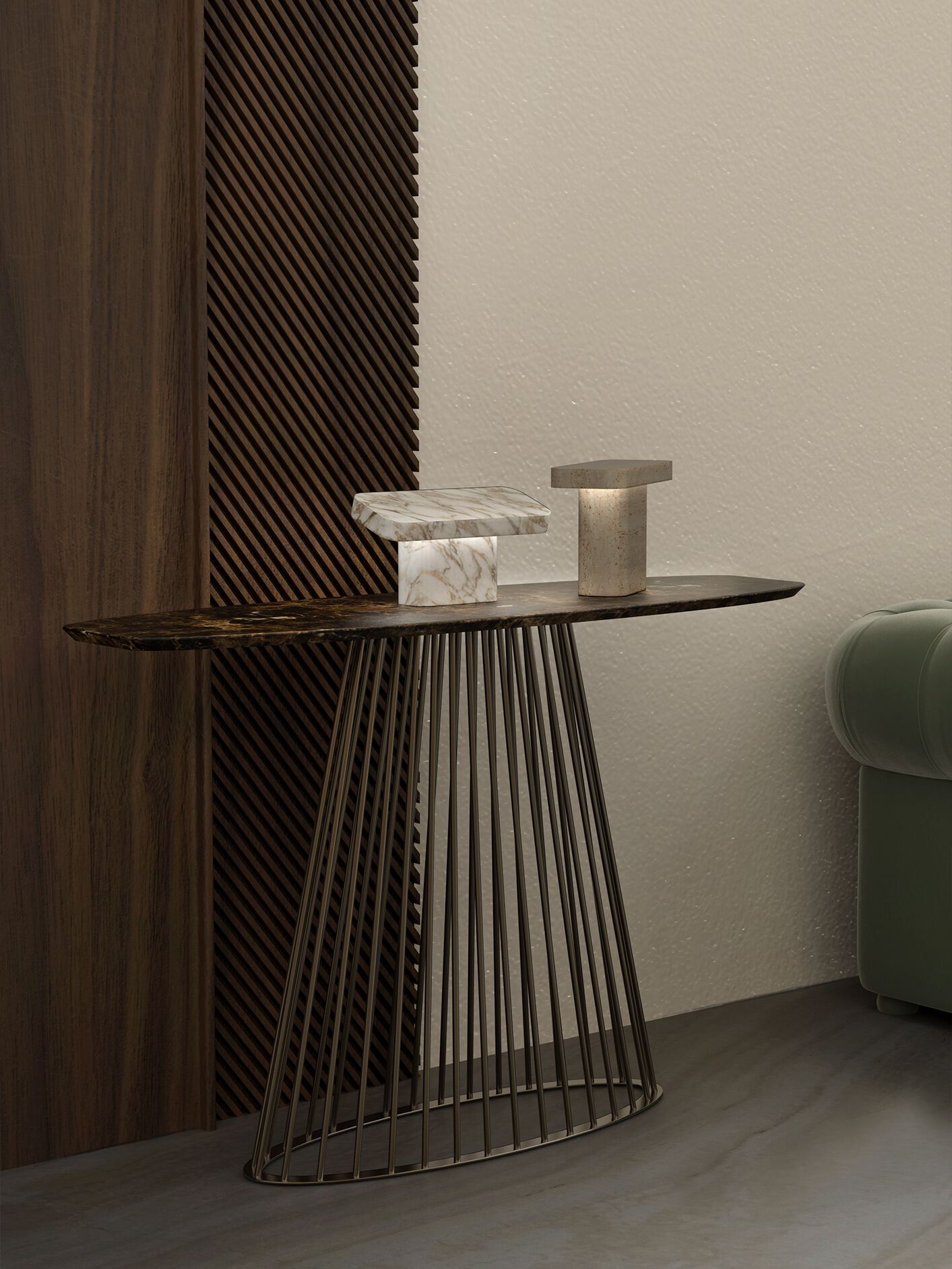 TORRES Consolle con piano in marmo Emperador e base in metallo By ...