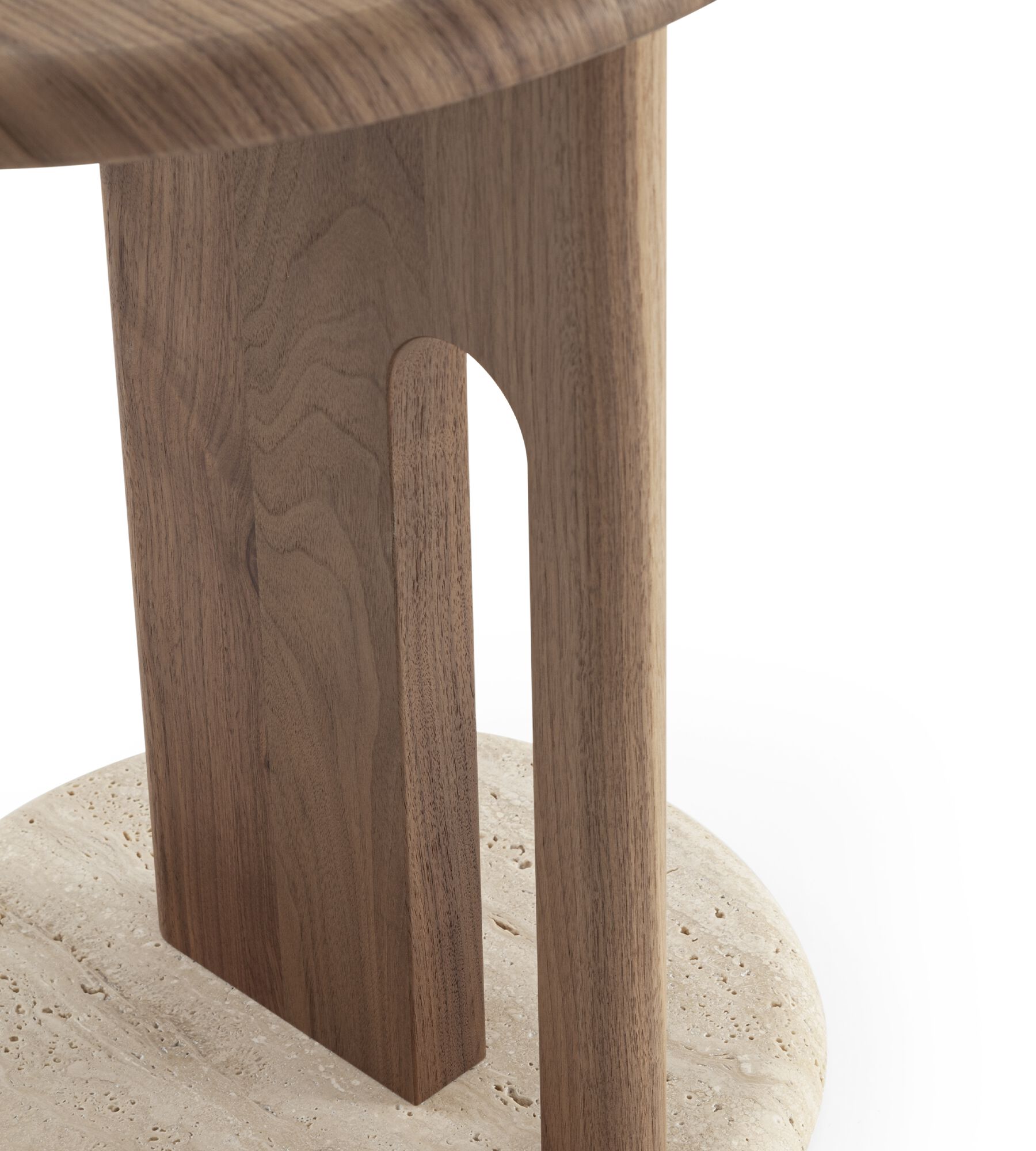 AMBROGIO Side table with travertine base and walnut frame By Morica Design