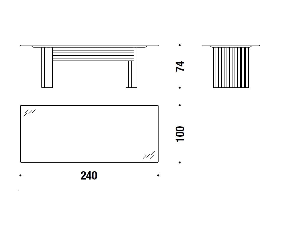 ROWS VERTICAL Rectangular table with wooden, marble or glass top By ...