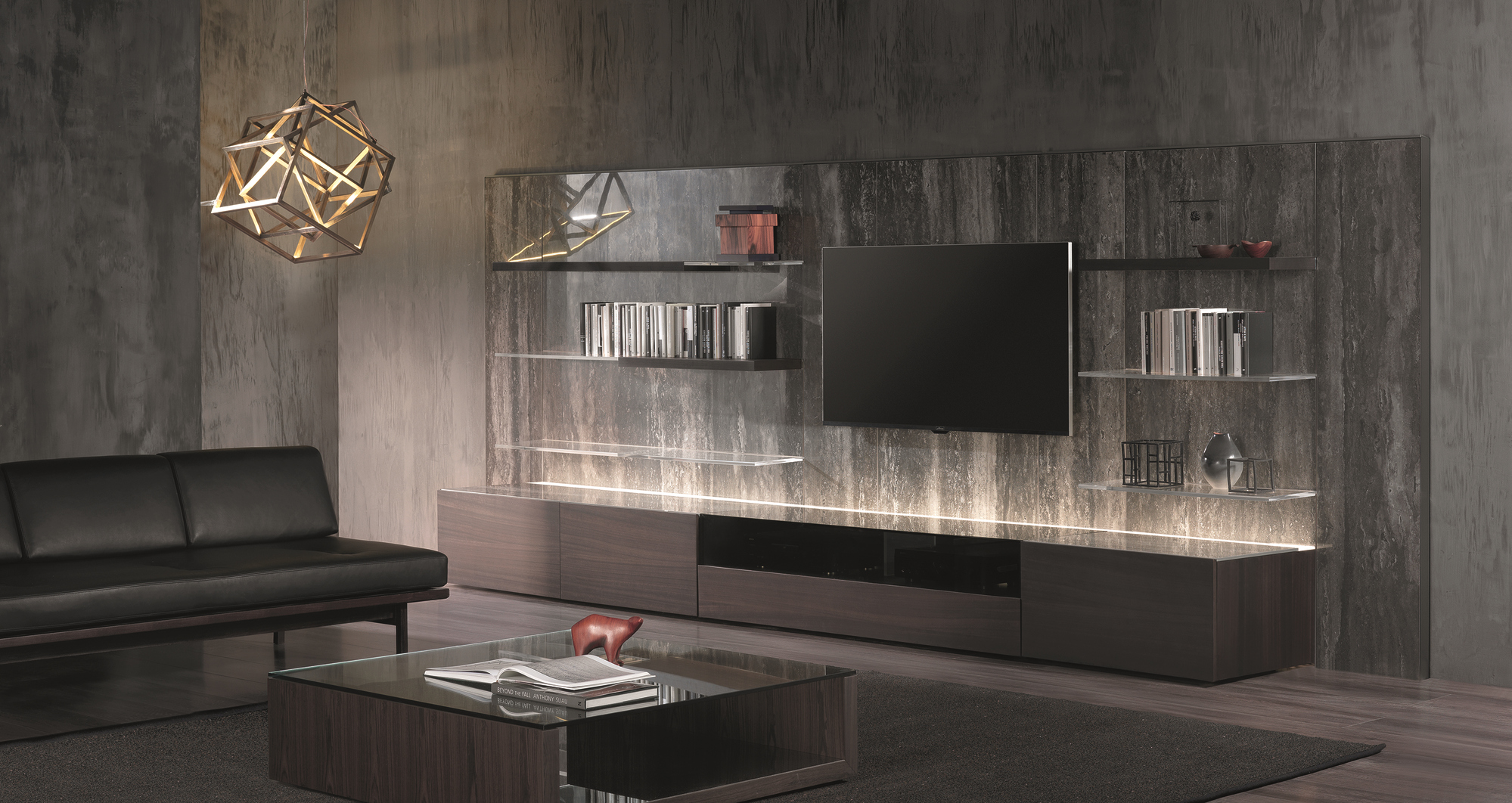 Sectional TV wall system N.C. LANDSCAPE By ACERBIS design Massimo Castagna