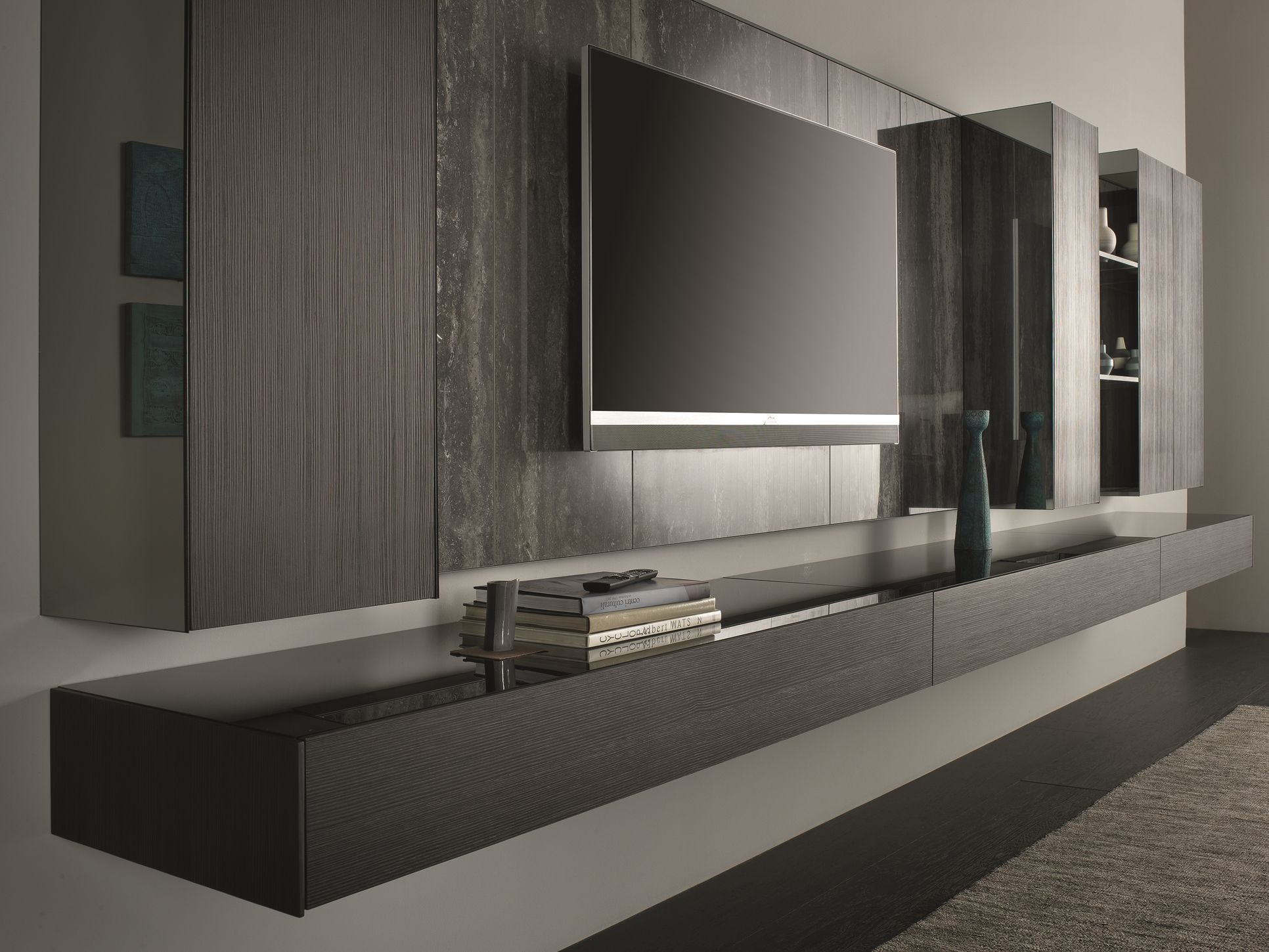 Sectional TV wall system N.C. LANDSCAPE By ACERBIS design Massimo Castagna