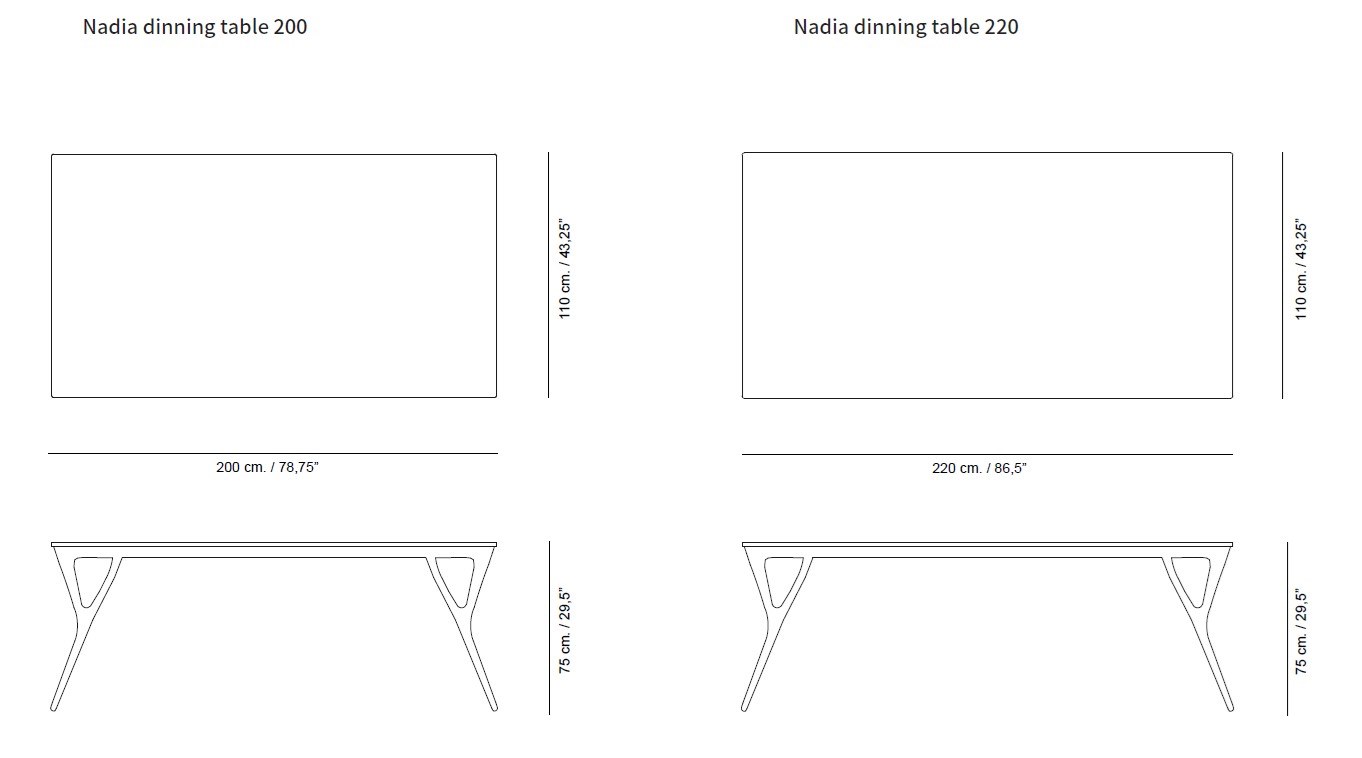 NADIA Rectangular table with marble top and walnut legs By Agrippa