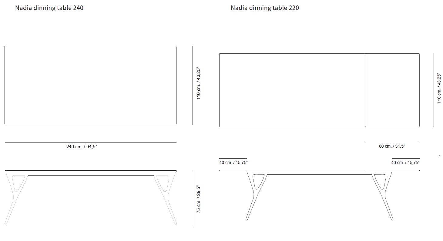 NADIA Rectangular table with marble top and walnut legs By Agrippa