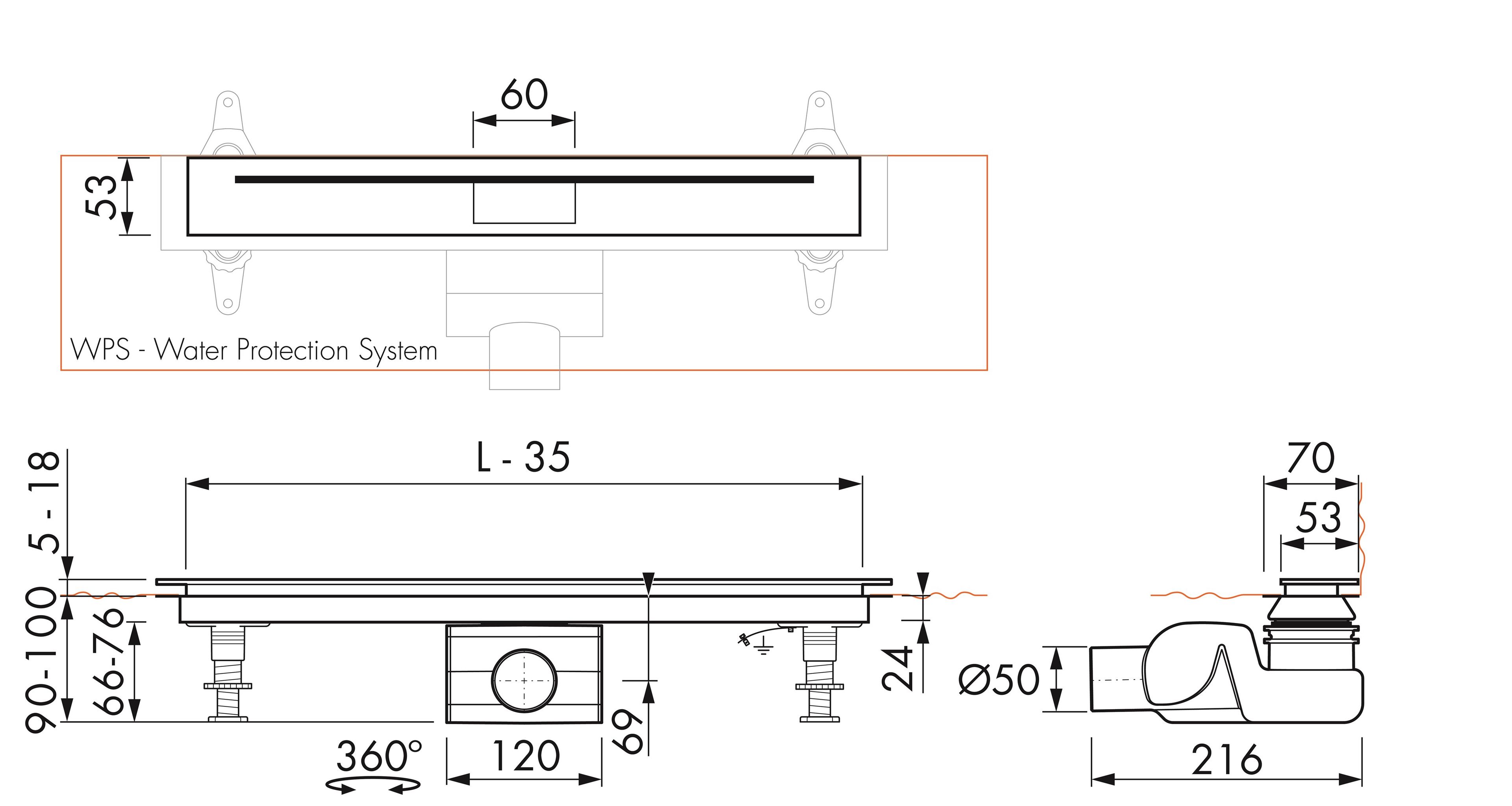 Stainless steel shower channel NANO WALL By ESS Easy Drain