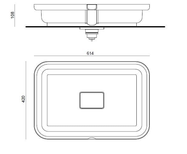 Rectangular single stainless steel washbasin NARCIS BRASS | Rectangular ...