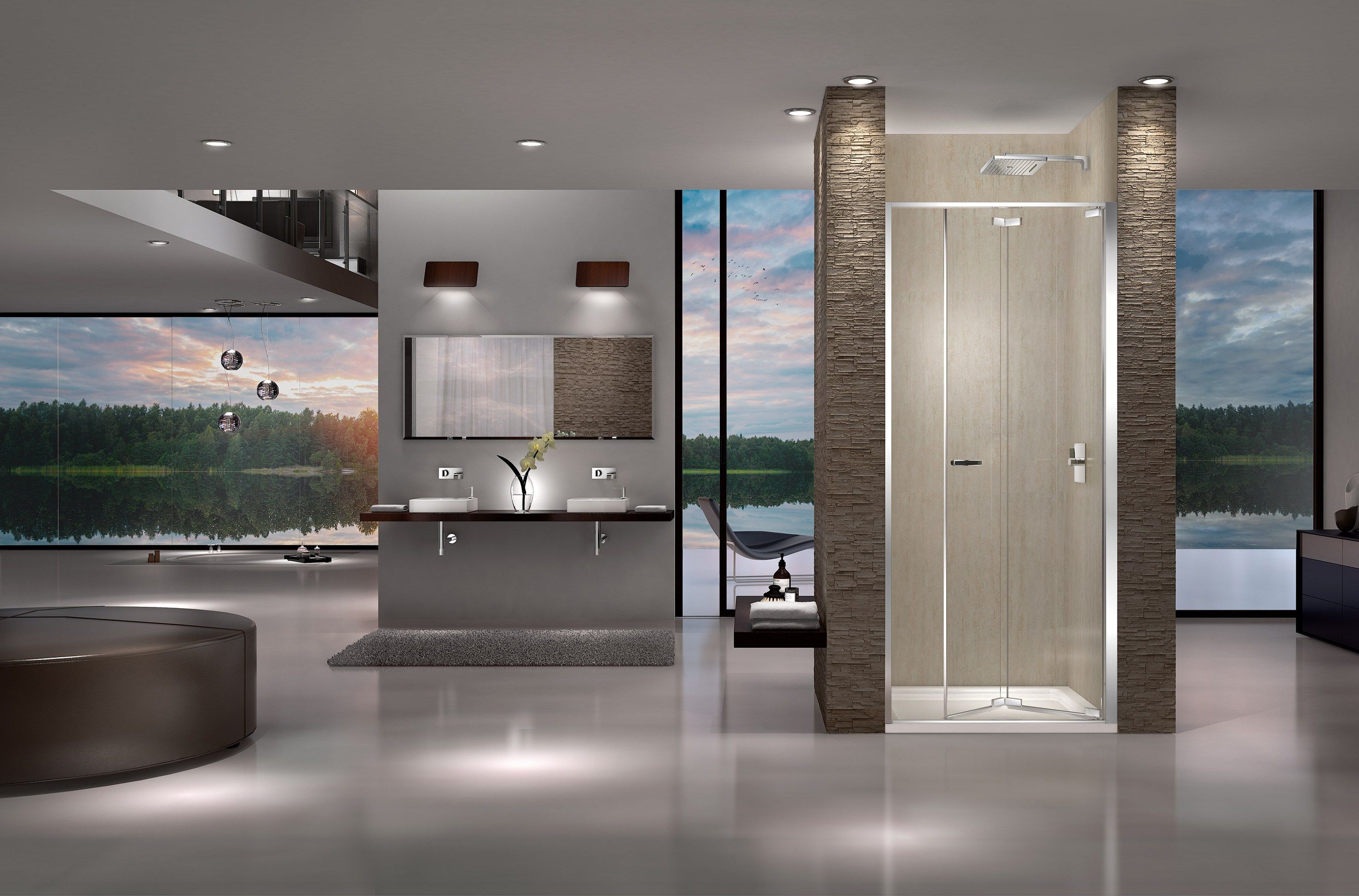Niche shower cabin with folding door NATURA 4000 - AR-FPN L/R Quadra ...