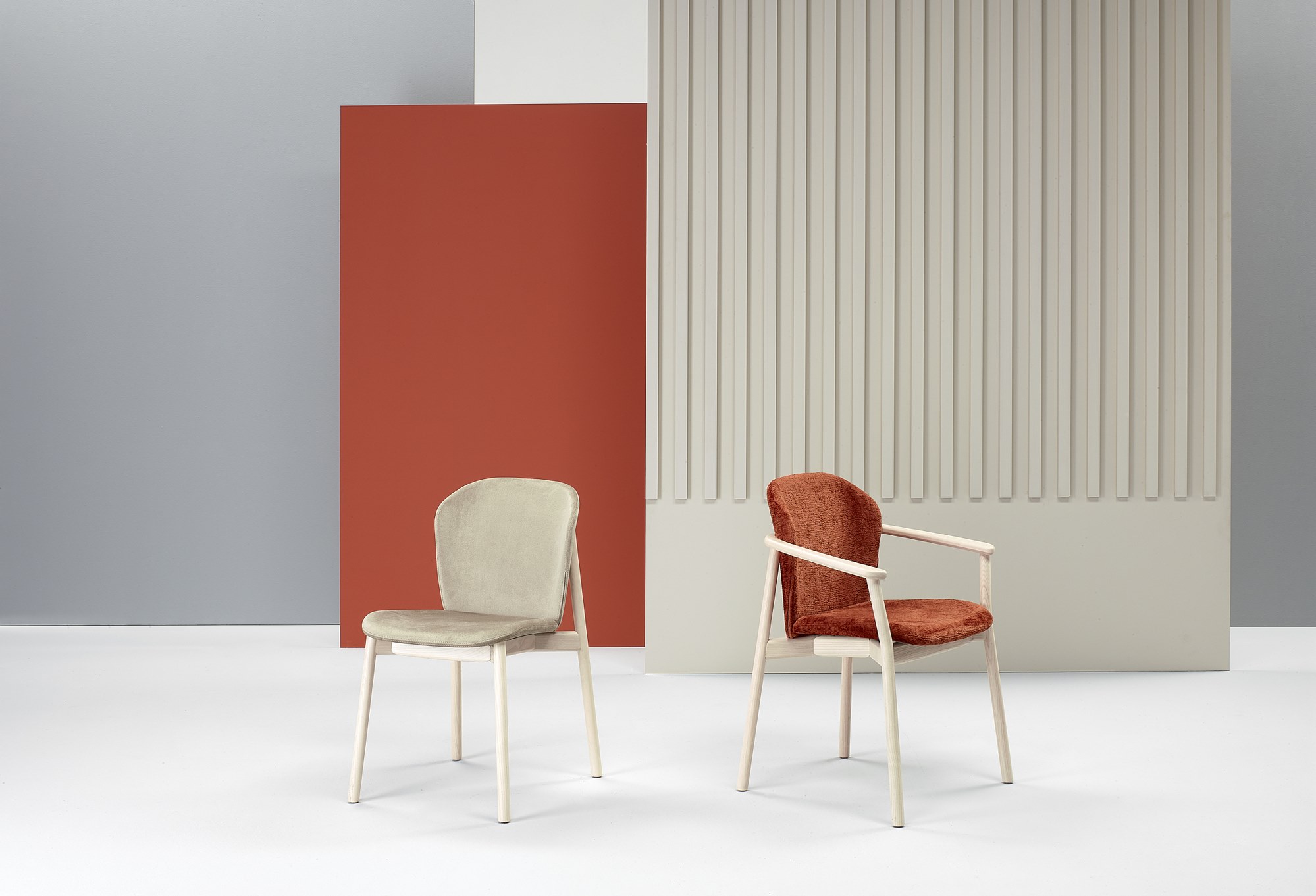 NATURAL FINN Upholstered fabric chair with armrests By SCAB DESIGN