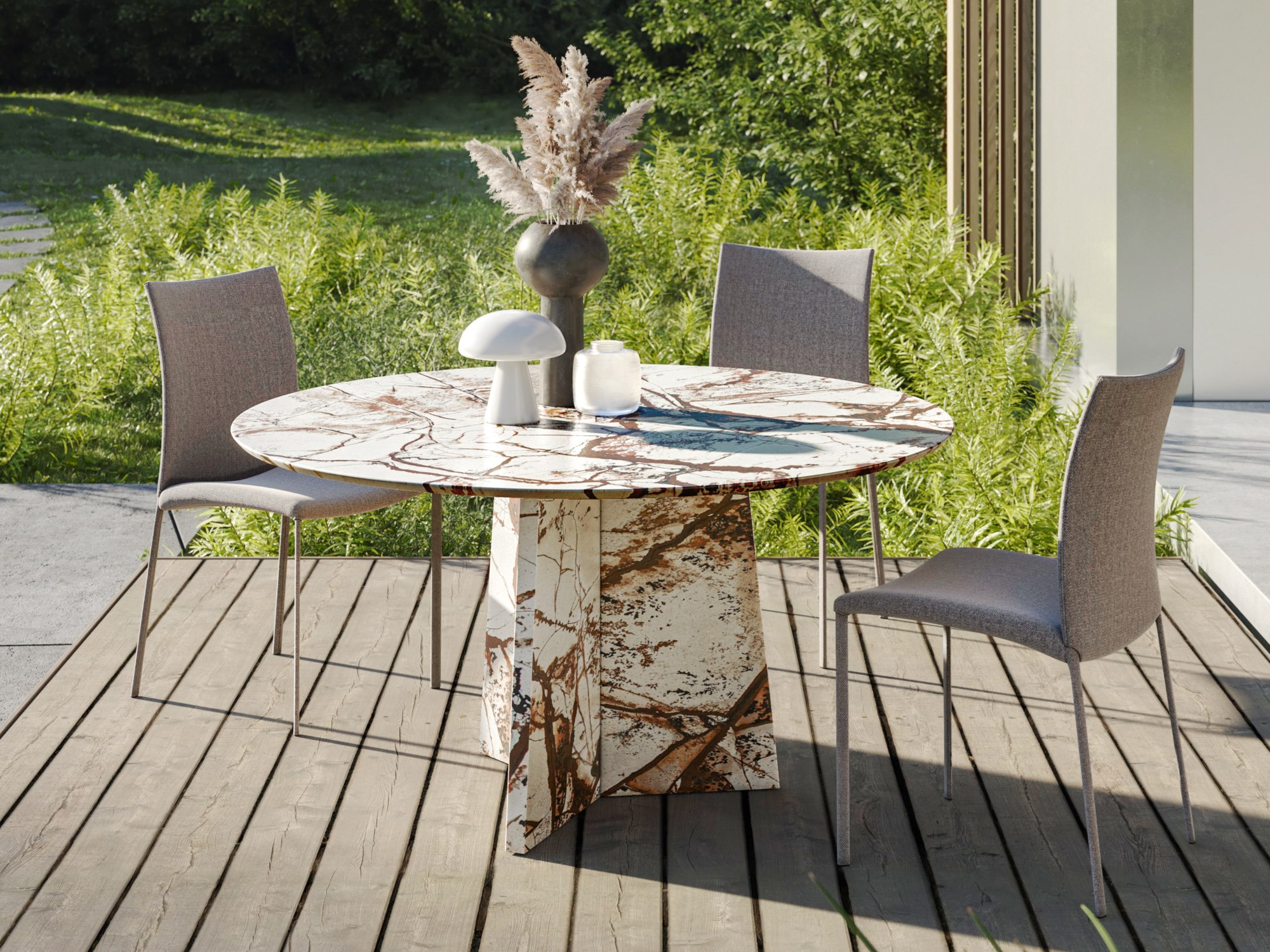 NELLY OUTDOOR Round natural stone garden table By Draenert | design ...