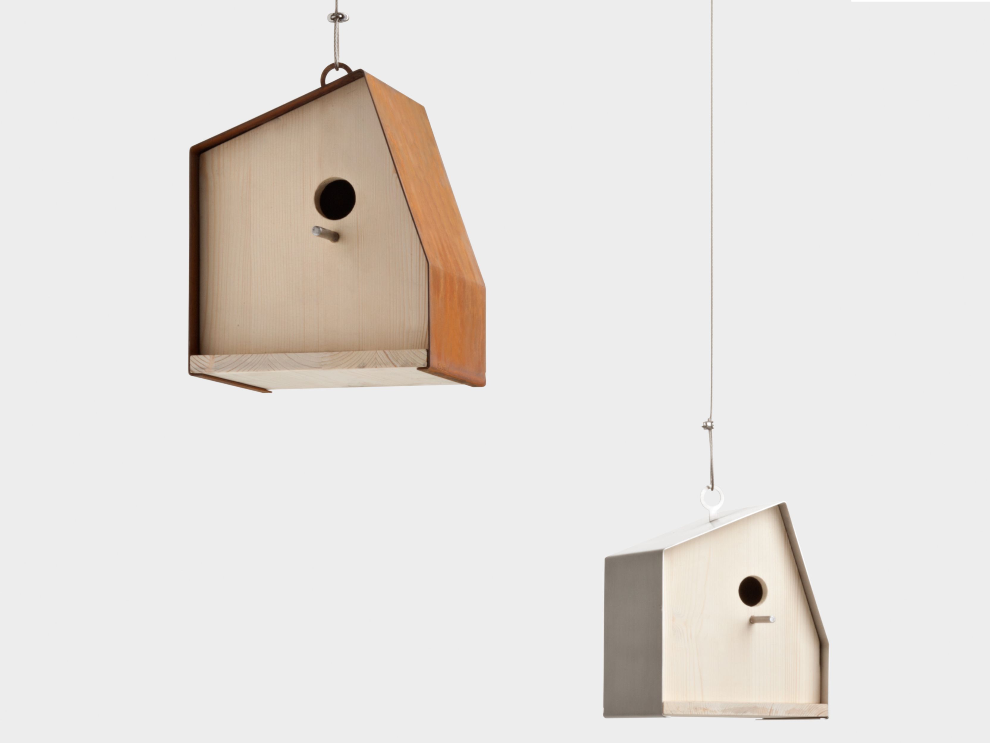 Spruce and corten bird feeder NEST N° 1 By DE CASTELLI design Filippo Pisan