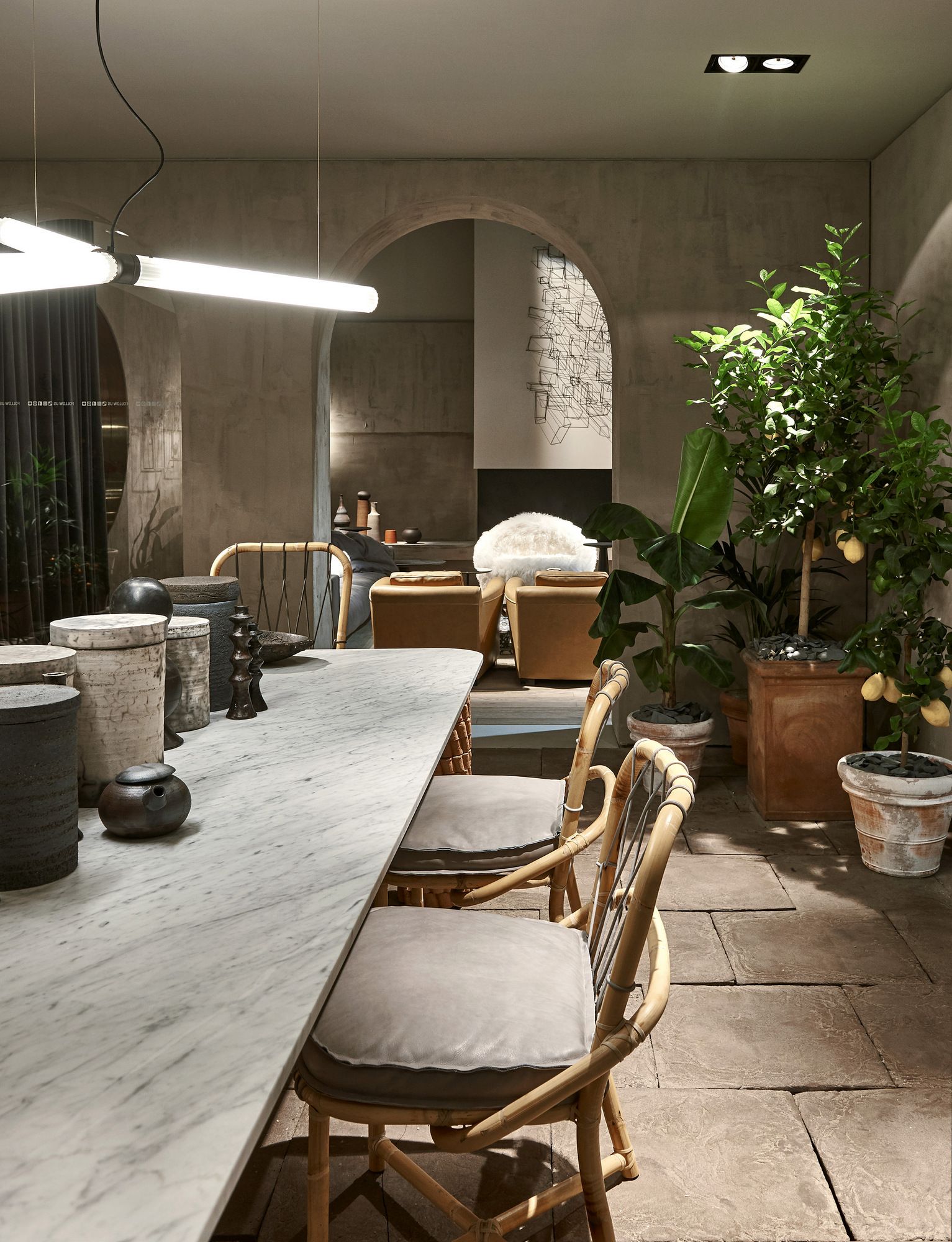 Table rectangulaire en marbre NEVADA By BAXTER design Paola Navone