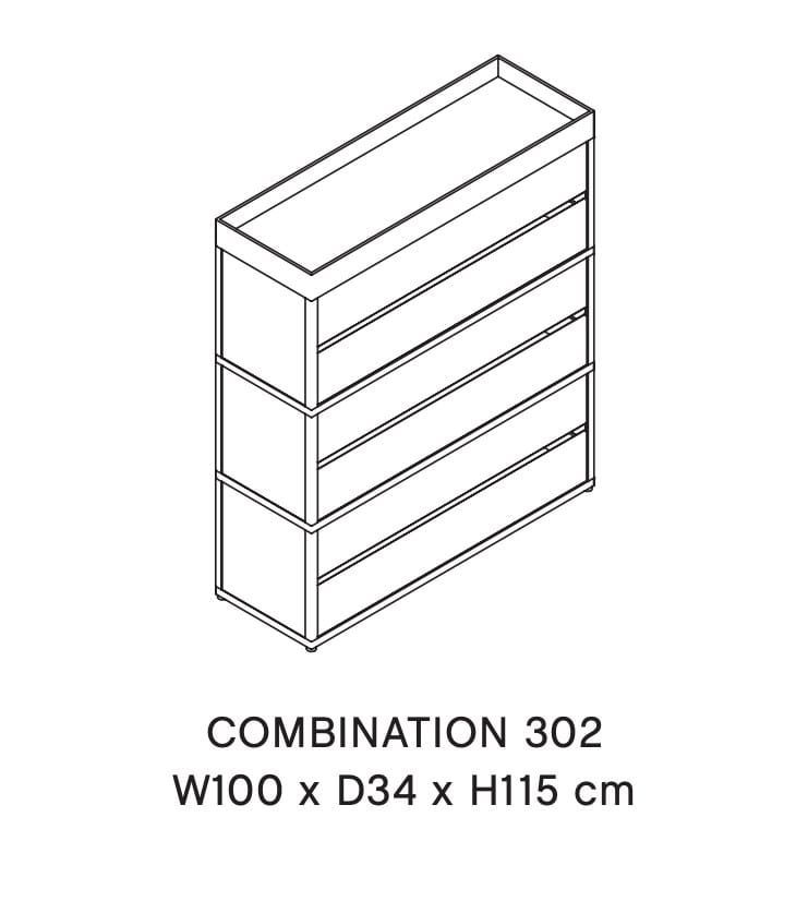 Steel chest of drawers NEW ORDER COMB. 302 By Hay design Stefan Diez