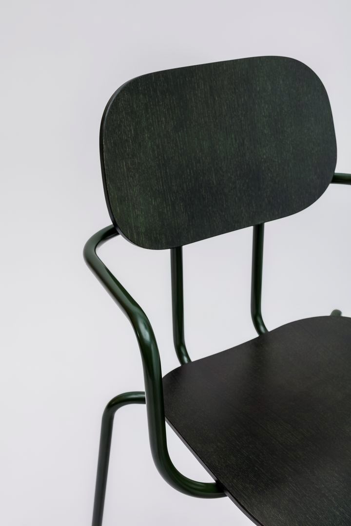 High sled base plywood stool with armrests NEW SCHOOL | Stool with ...