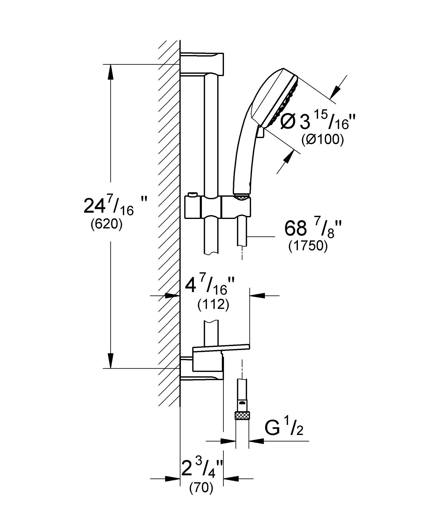 NEW TEMPESTA COSMOPOLITAN 27577002 | Shower wallbar New Tempesta ...