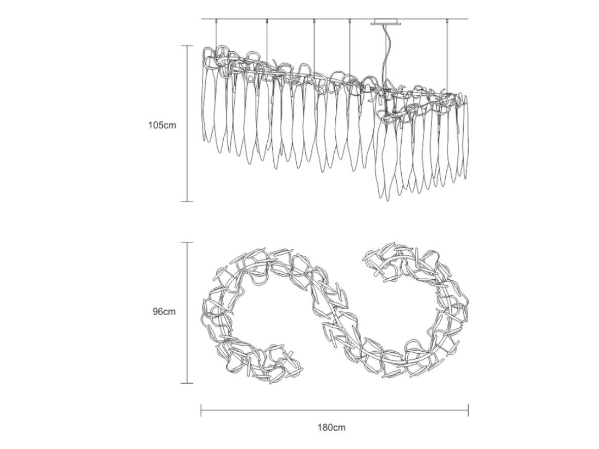 NIAGARA MEANDER SMALL Handmade bronze pendant lamp By Serip